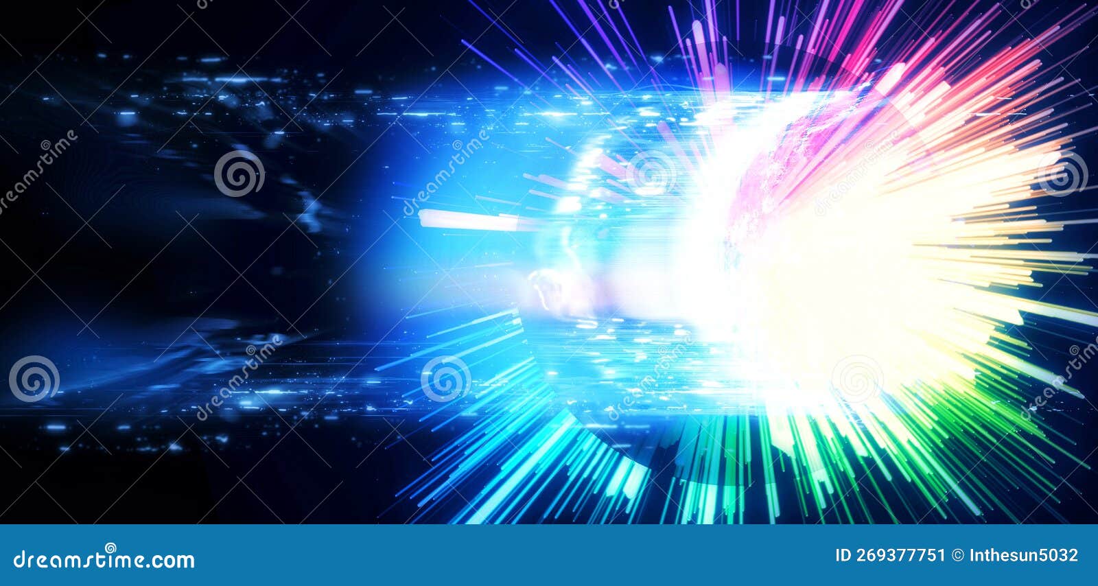 3d Illustration of Exploding Colorful Light Sphere Stock Illustration ...