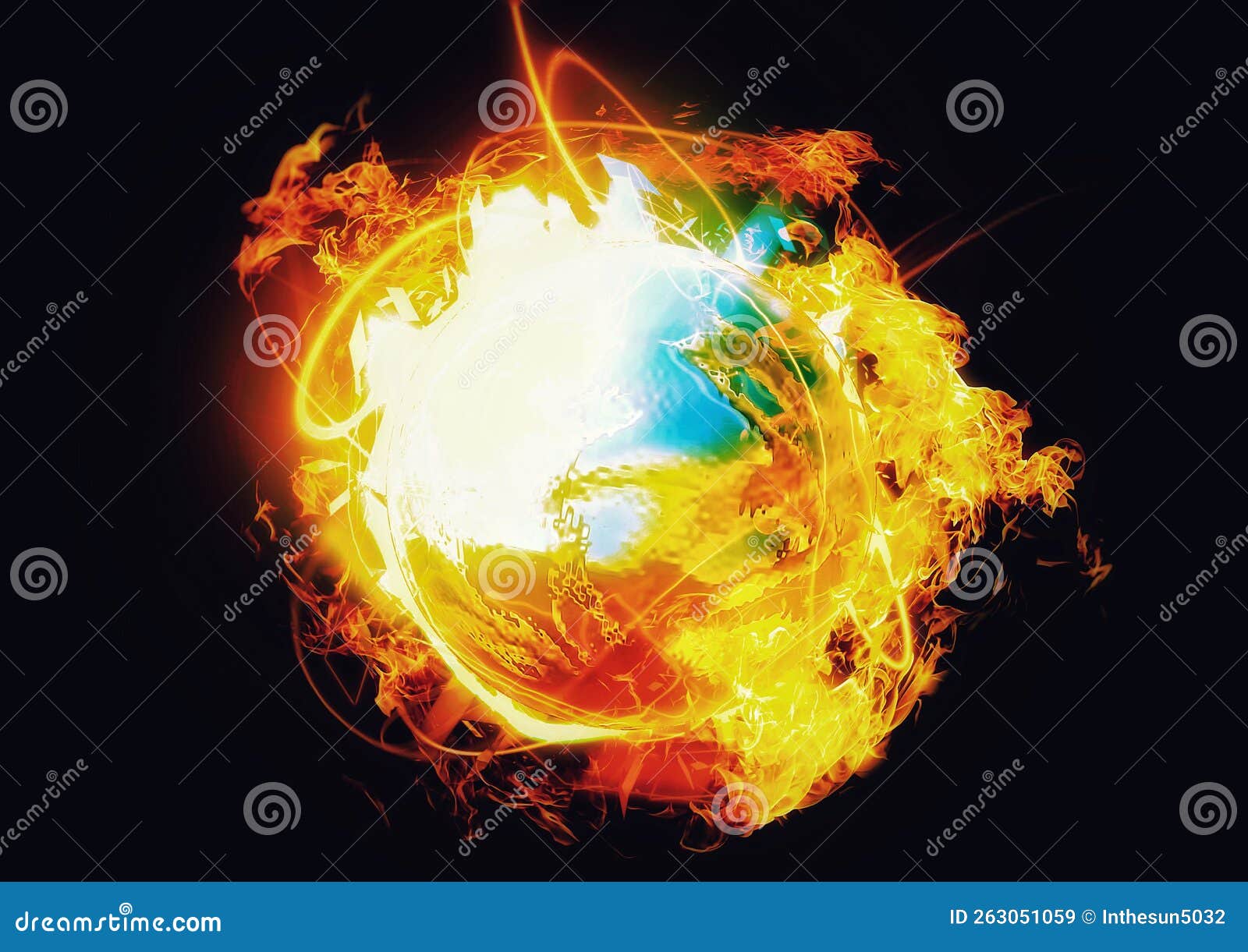 3d Illustration of Exploding Fireball Stock Illustration - Illustration ...