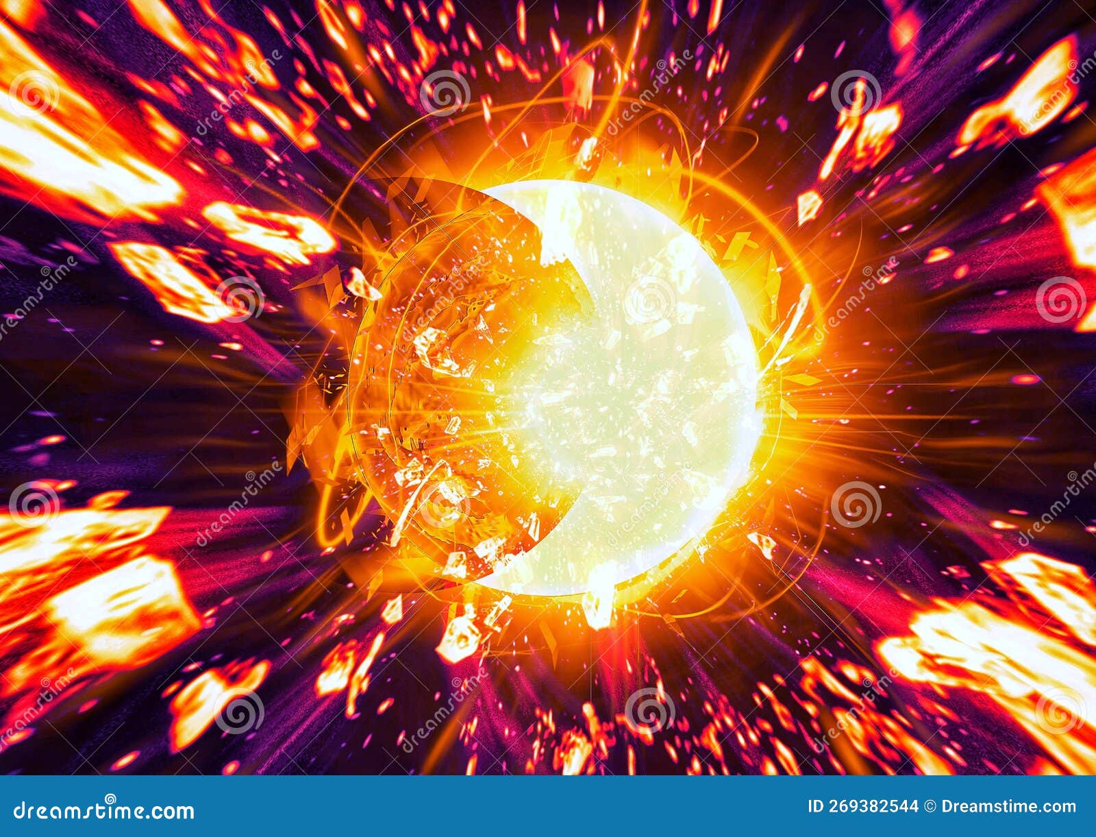 3d Illustration of Exploding Sun Stock Illustration - Illustration of ...