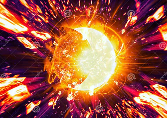 3d Illustration of Exploding Sun Stock Illustration - Illustration of ...