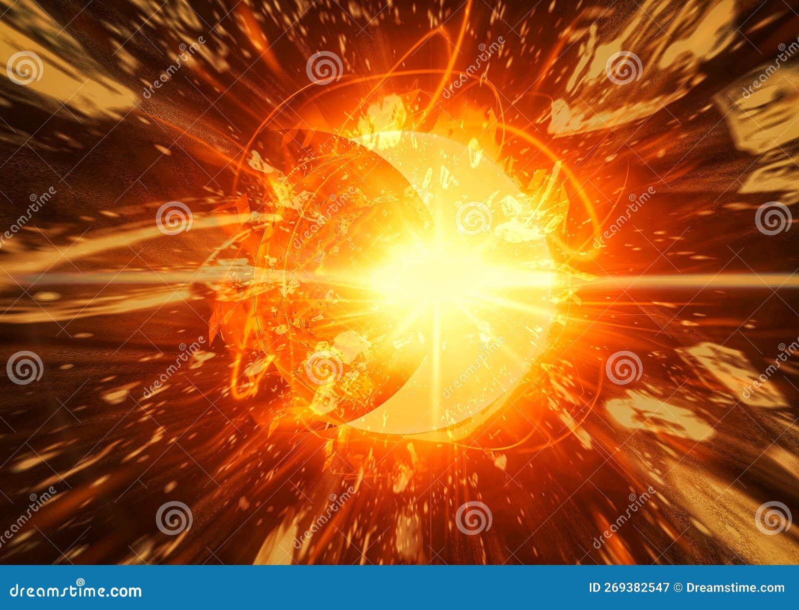 3d Illustration of Exploding Sun Stock Illustration - Illustration of ...