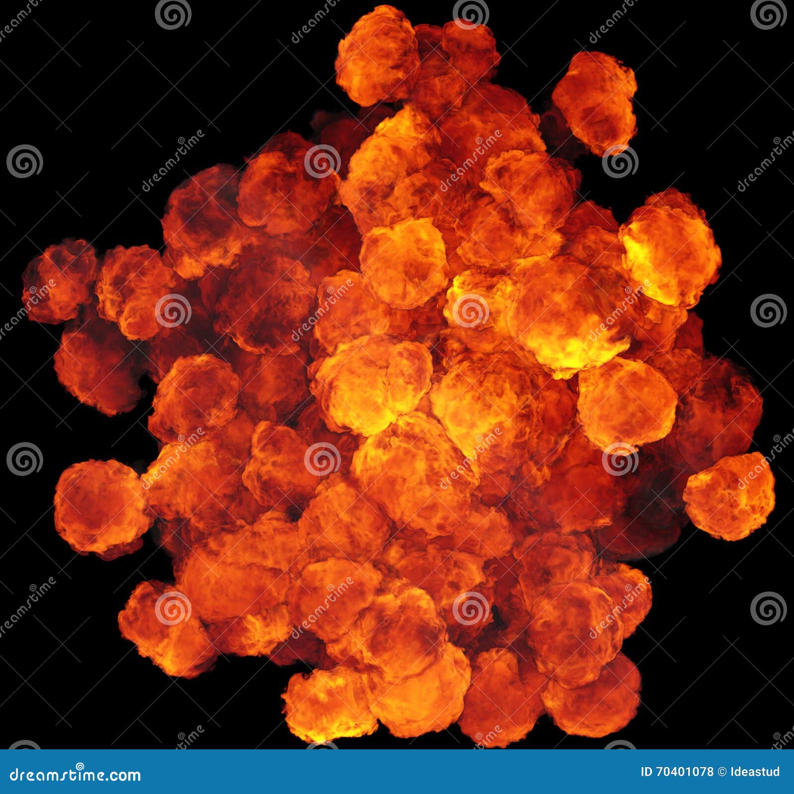 3D Illustration of Explosion Fire Cloud Stock Illustration ...