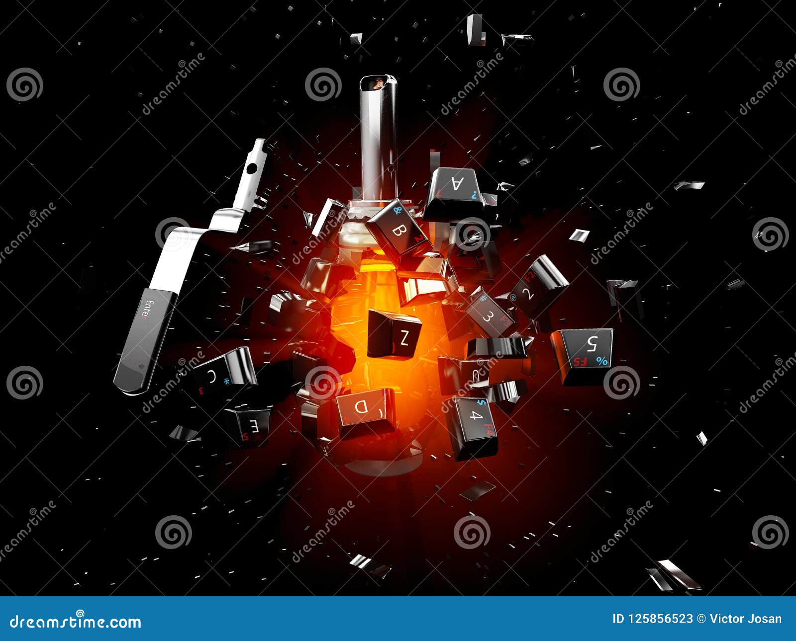 3D Illustration Of Explosion - 3 Huge Very Detailed Different Phases ...
