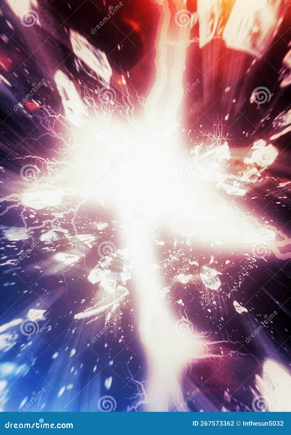 3d Illustration of an Explosion and Scattering Light Fragments Stock ...