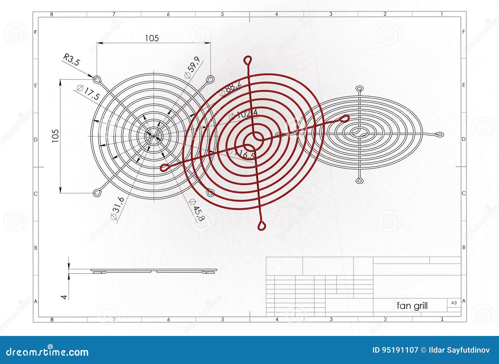 3D Illustration of Fan Grill Stock Illustration - Illustration of vent ...