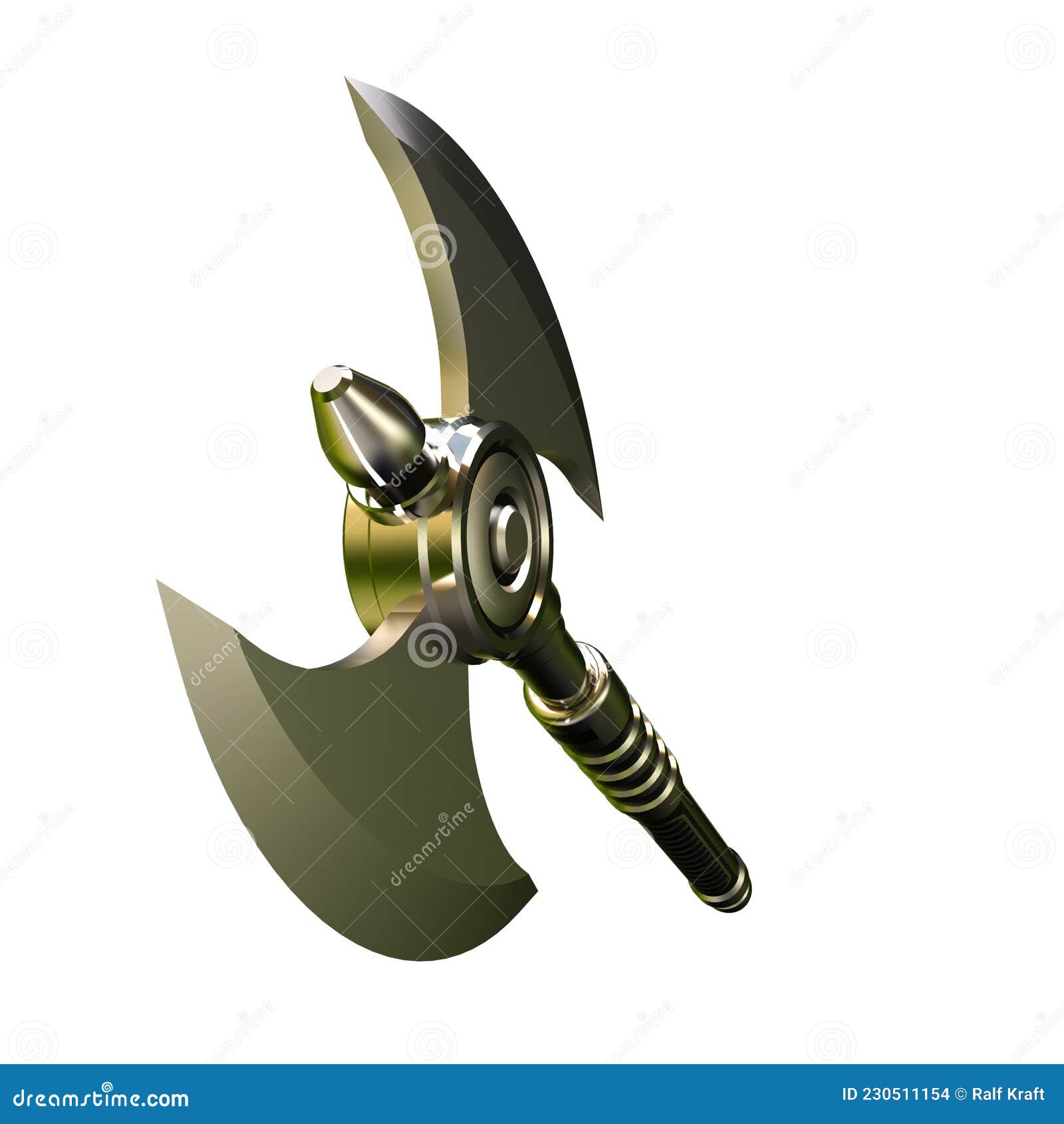 3d-illustration of a Fantasy Axe Weapon Stock Illustration ...