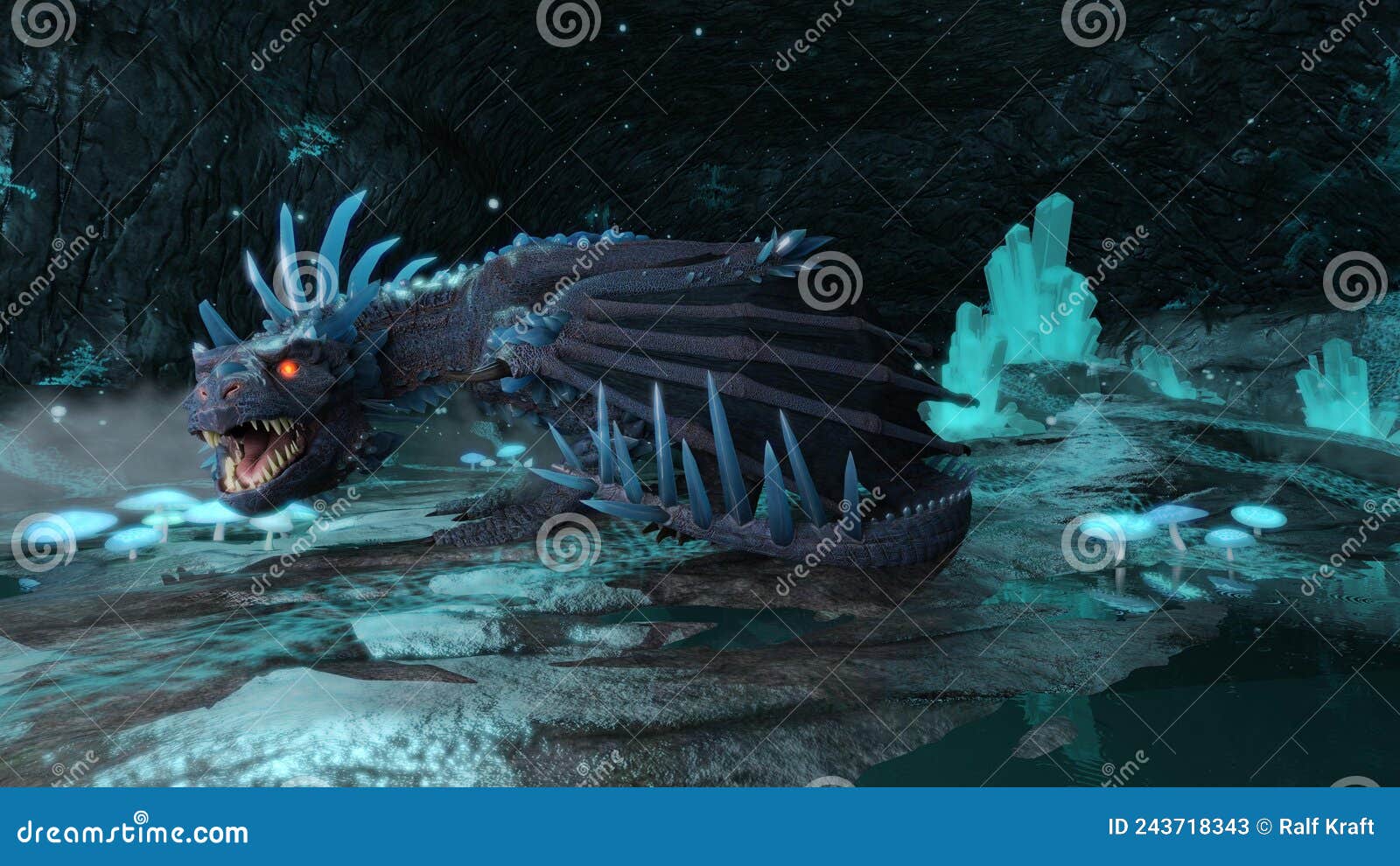 3d-illustration of a Fantasy Crystal Dragon Creature Stock Illustration ...