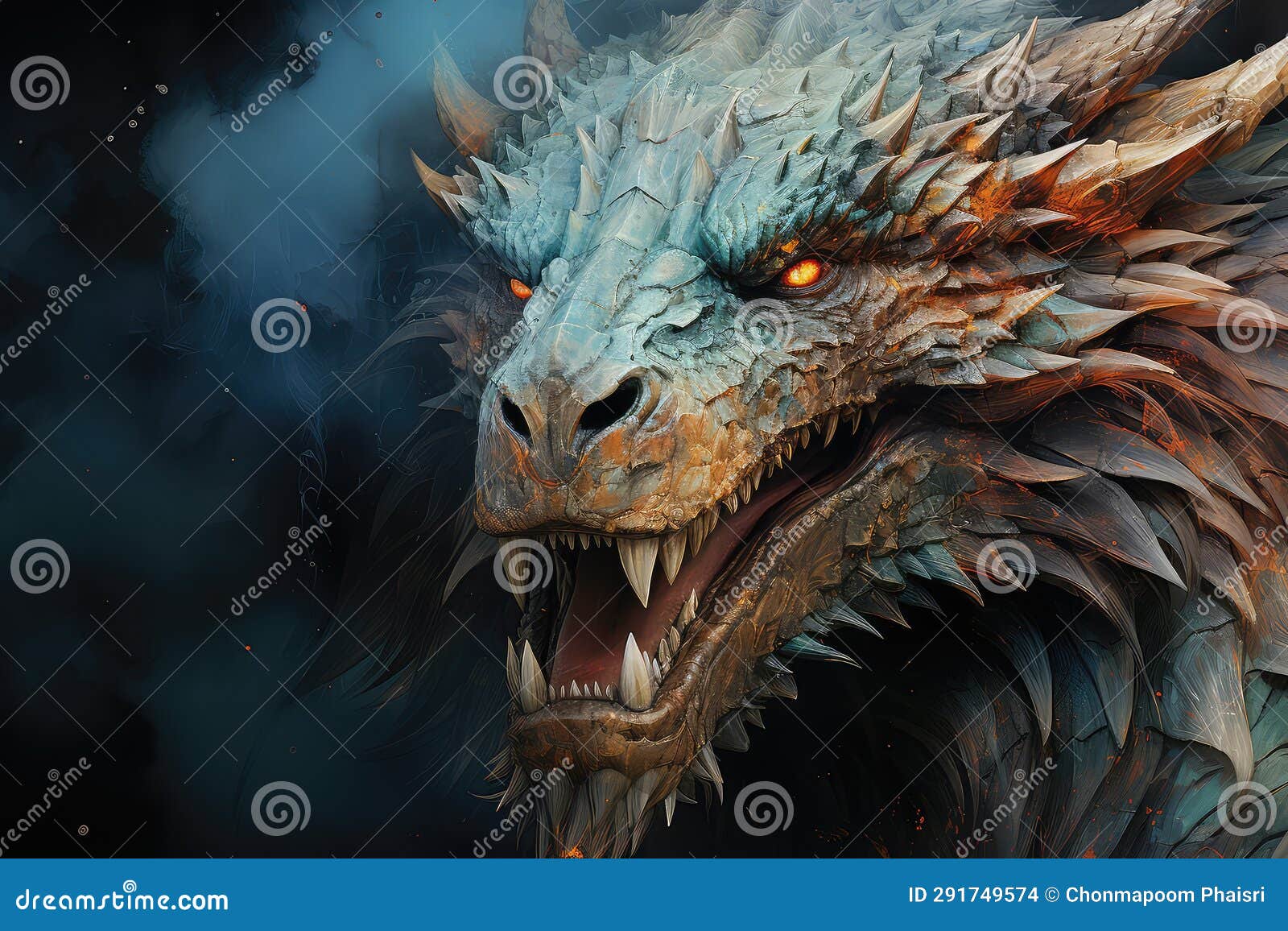 3d Illustration of a Fantasy Dragon with Sharp Teeth and Sharp Teeth AI ...