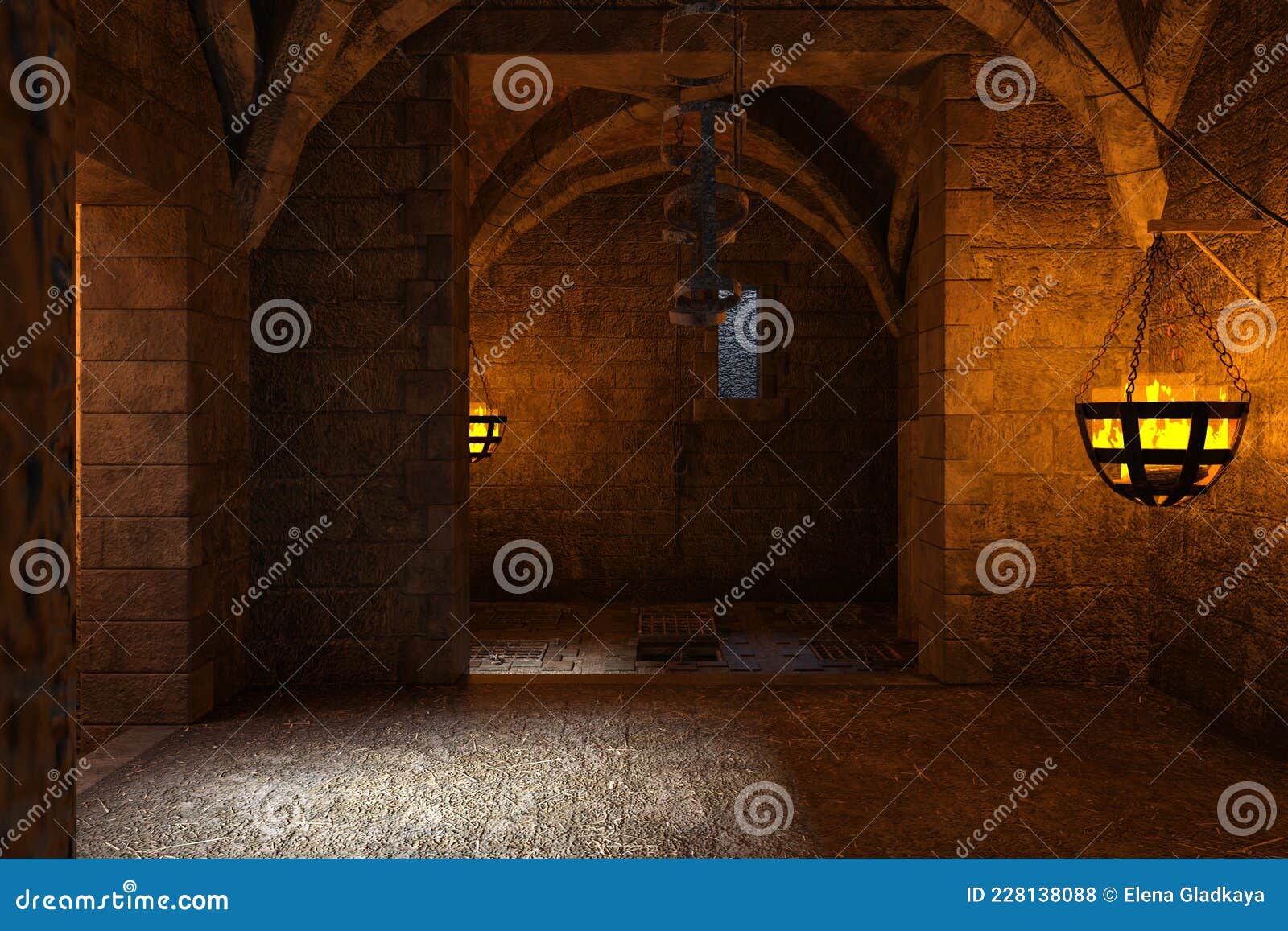 Medieval Dungeon Or Castle Building Interior. Vector Illustration ...