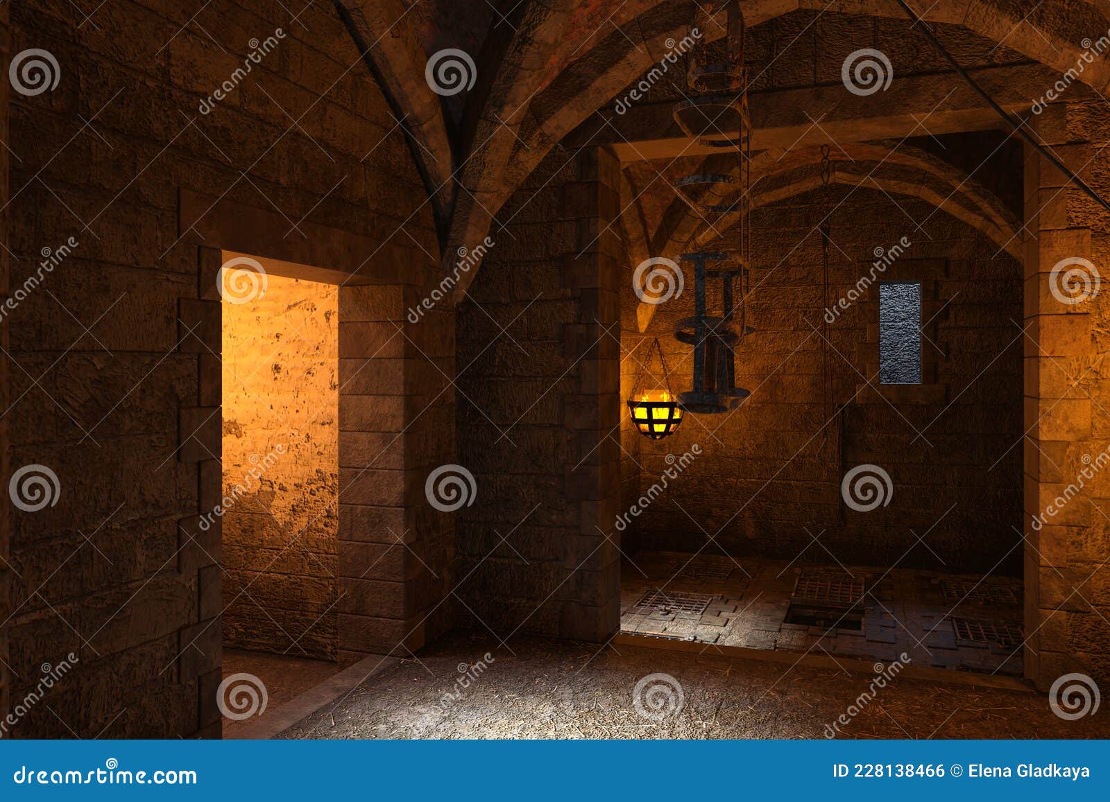 Fantasy Medieval Dungeon Architecture Construction 3d Illustration ...