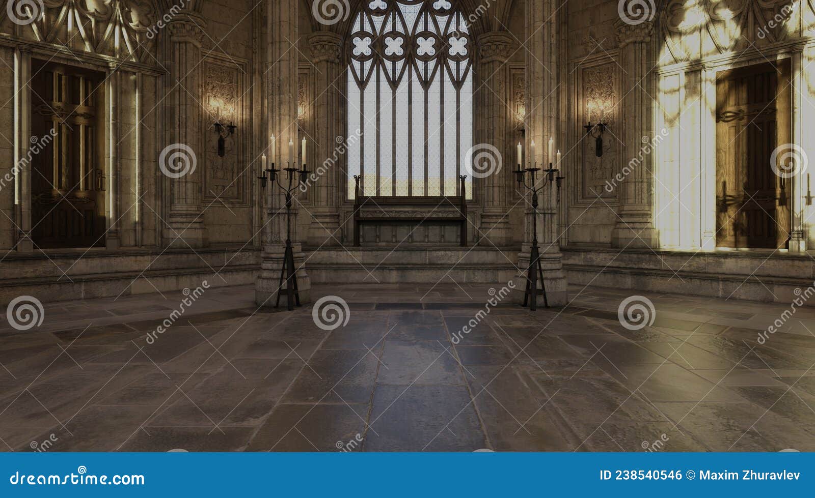 Fantasy Medieval Temple in the Castle 3d Illustration Stock ...