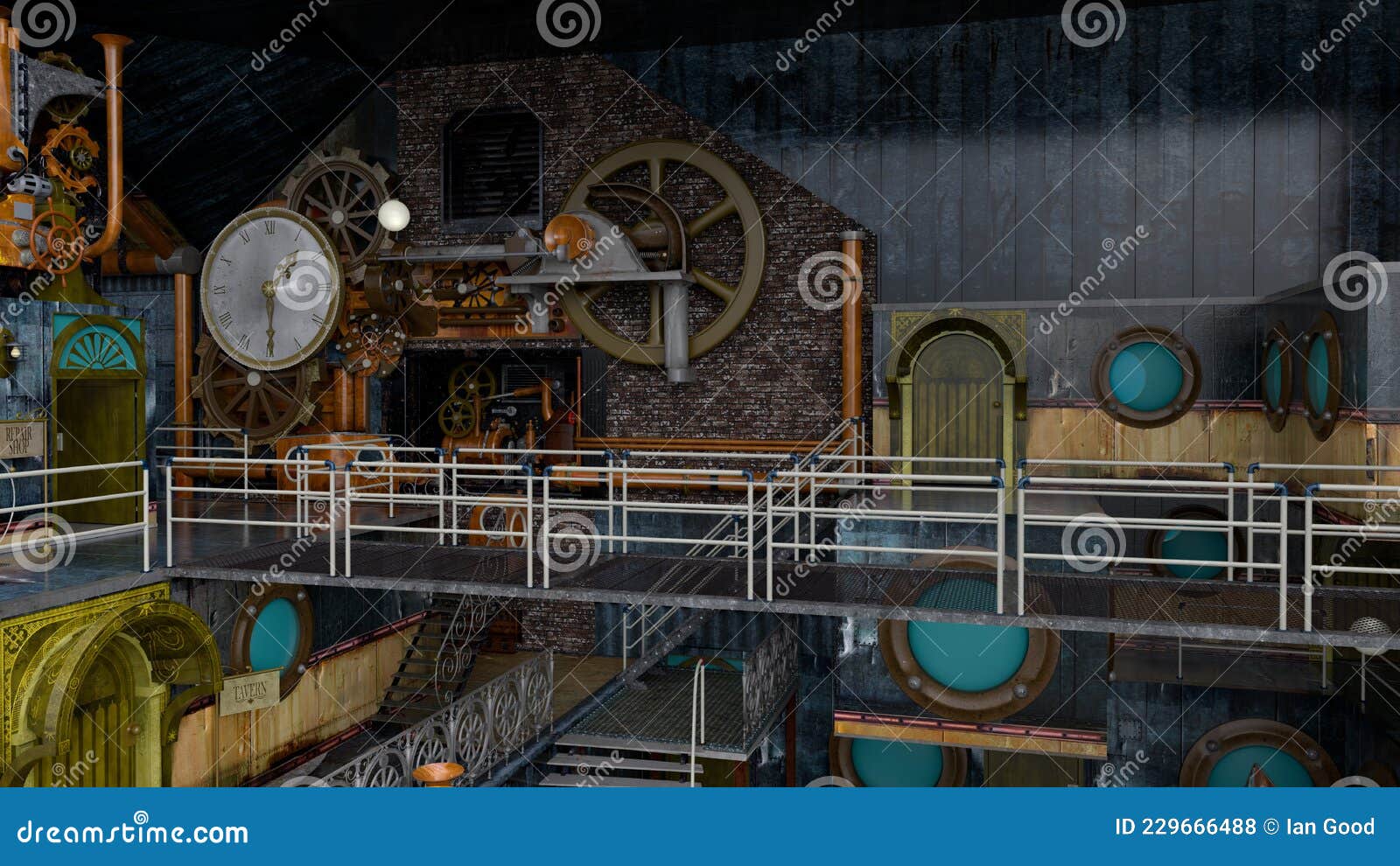3D Rendering of a Fantasy Steampunk Architectural Environment ...