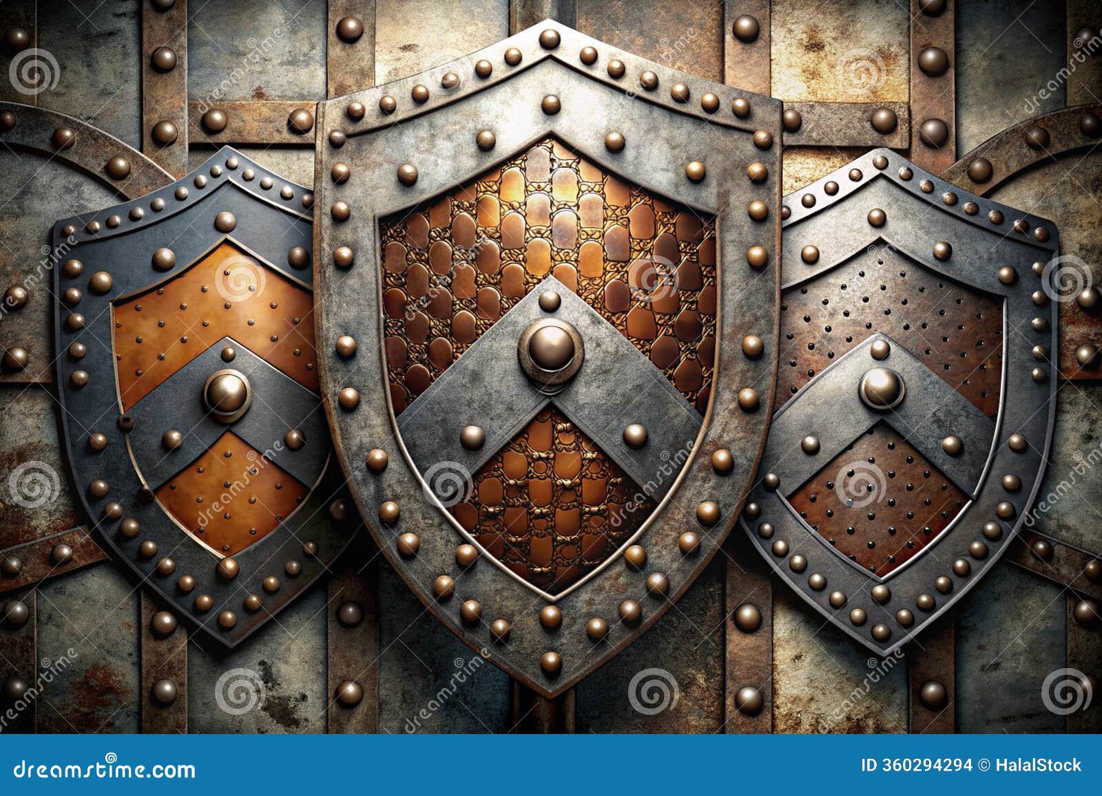 Rustic Armor Plates with Rivets - 3D Metal Background Stock ...