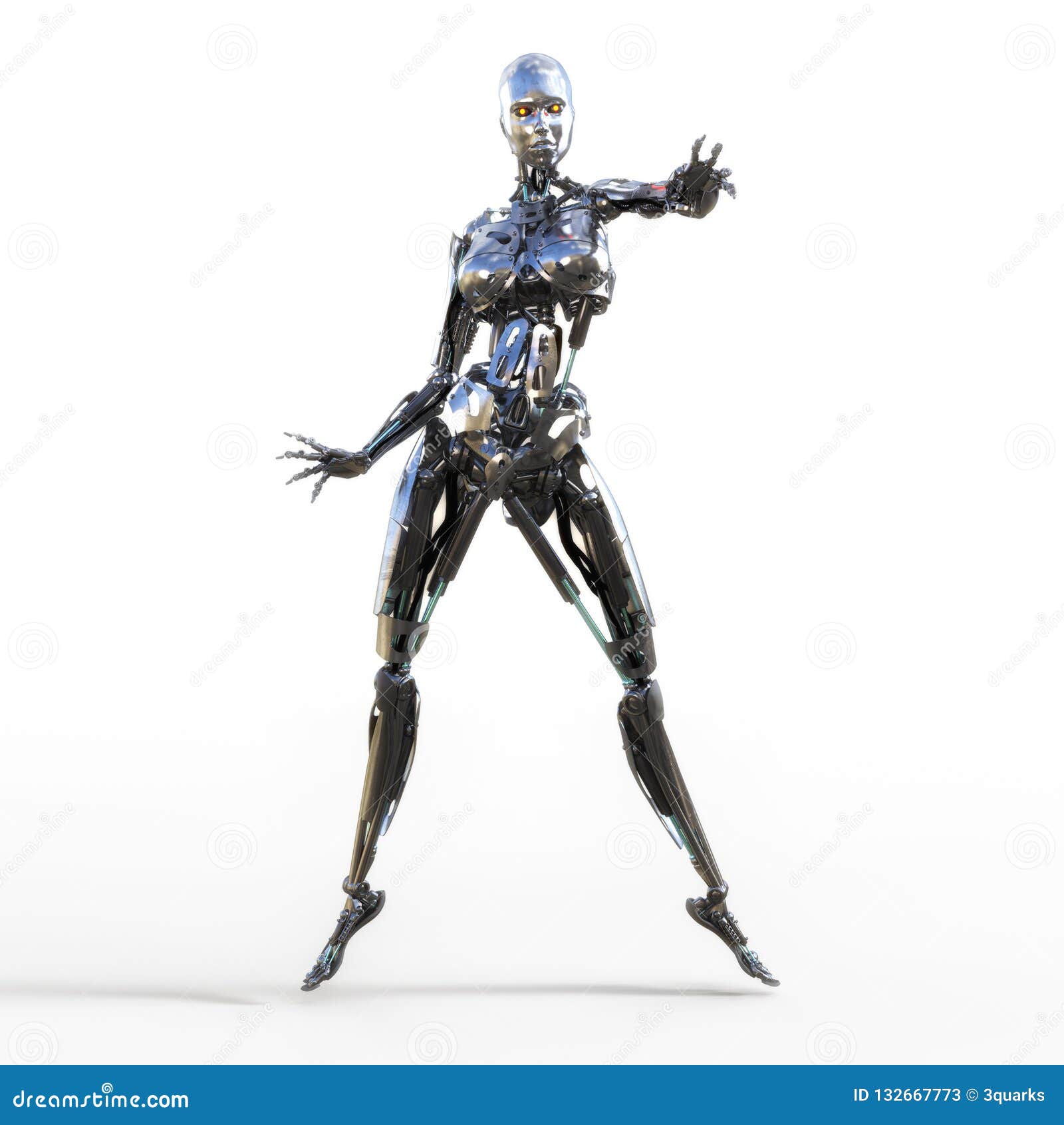 3D Illustration of a Female Cyborg Stock Illustration - Illustration of ...