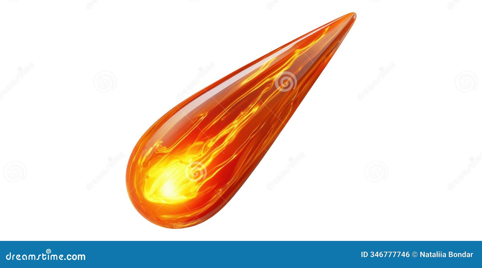 3D Illustration of a Fiery Comet Shape Isolated on Transparent ...