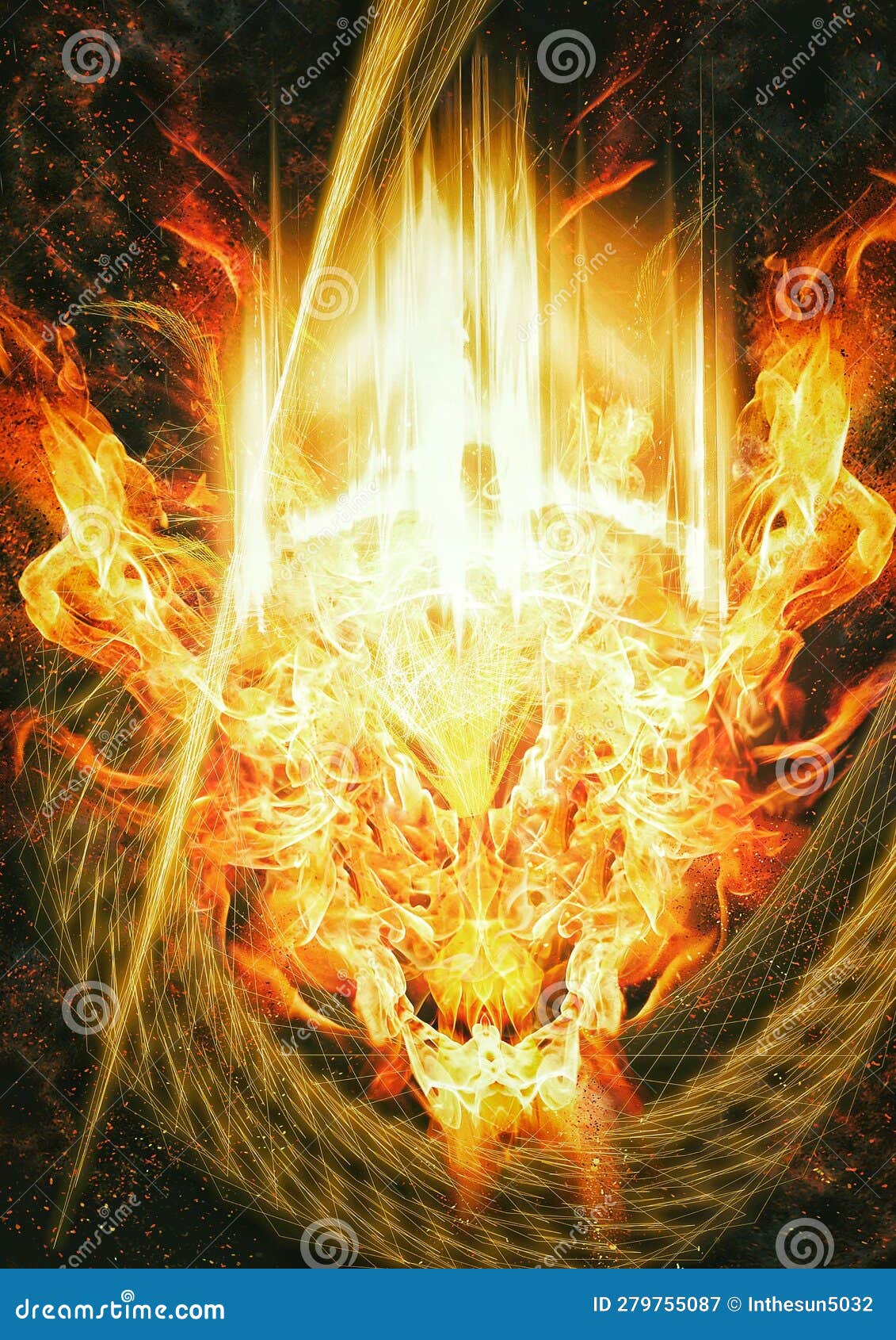 3d Illustration of a Fiery Dragon Exploding and Burning Stock ...