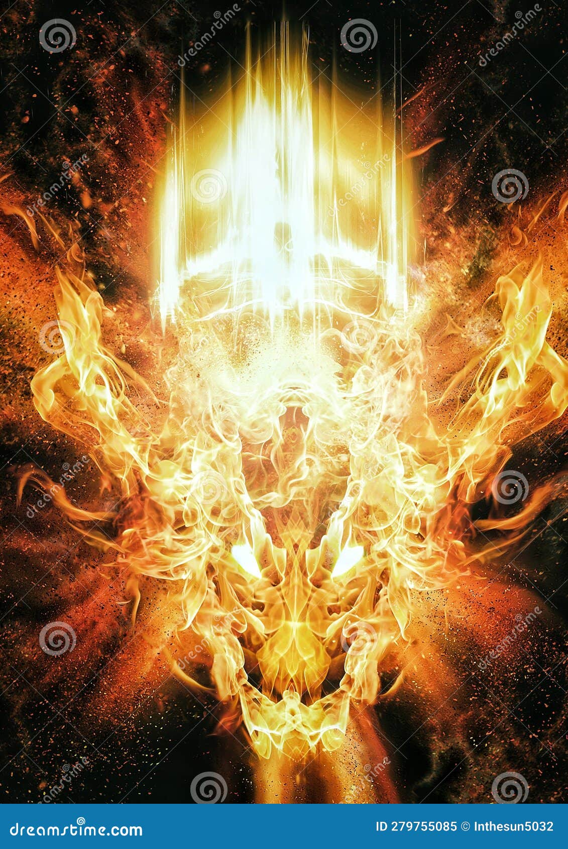 3d Illustration of a Fiery Dragon Exploding and Burning Stock ...