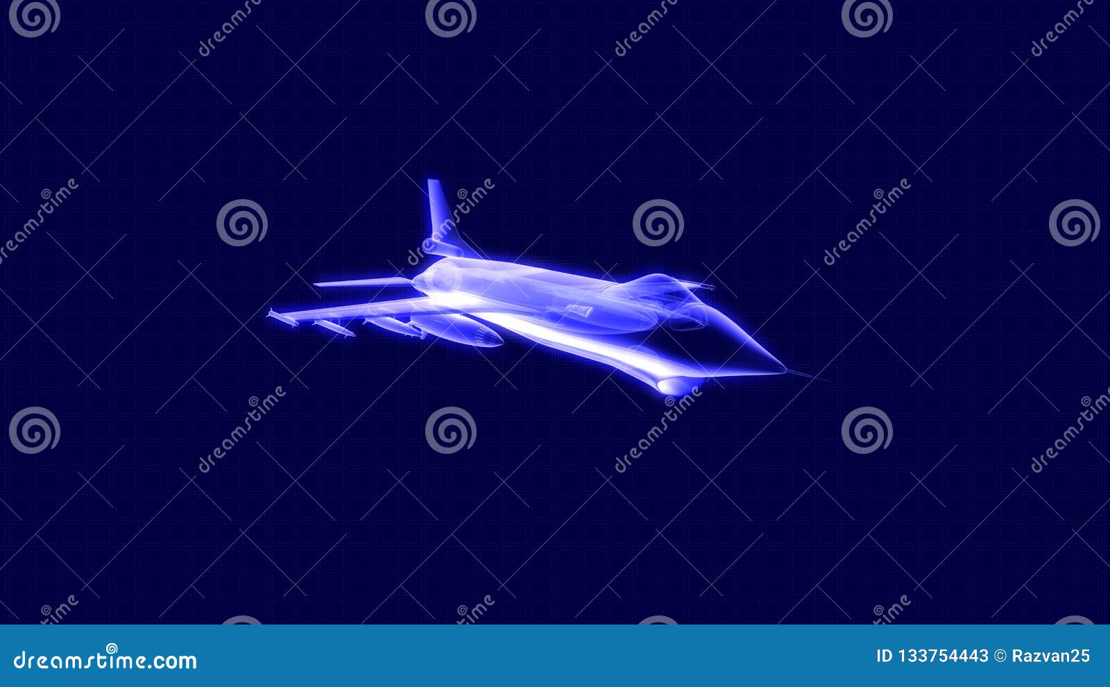 3D Projection Of A Fighter Jet, Its Sleek Aerodynamic Form With Sharp ...