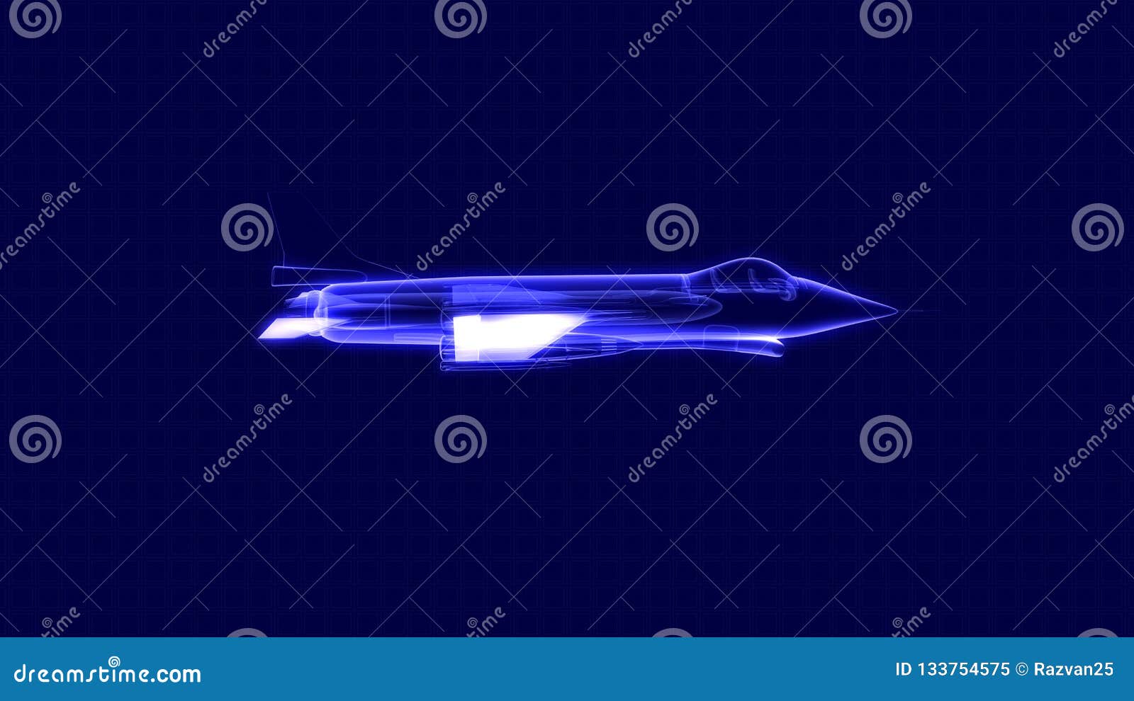 3D Projection Of A Fighter Jet, Its Sleek Aerodynamic Form With Sharp ...