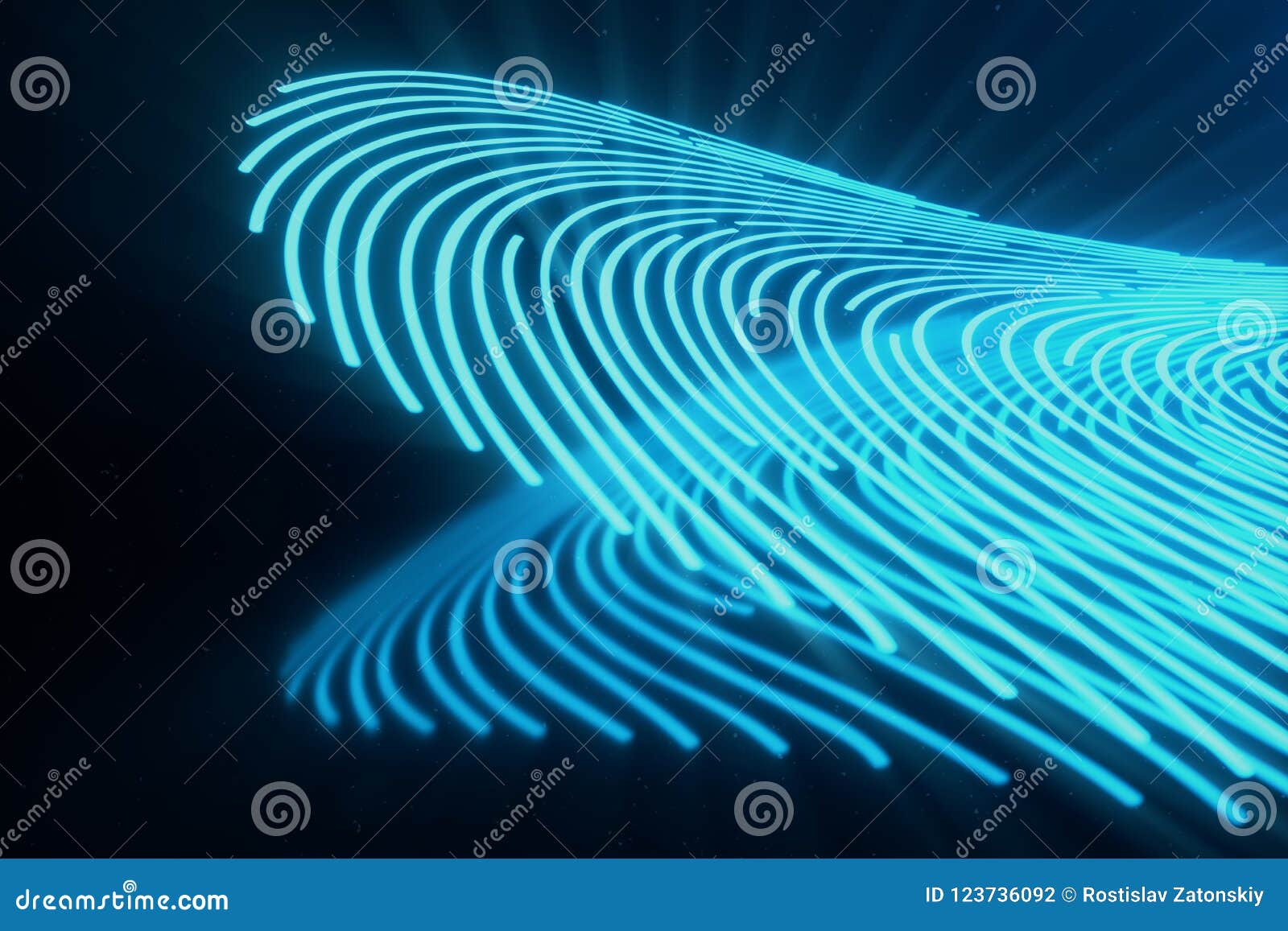 3D Illustration Fingerprint Scan Provides Security Access with ...