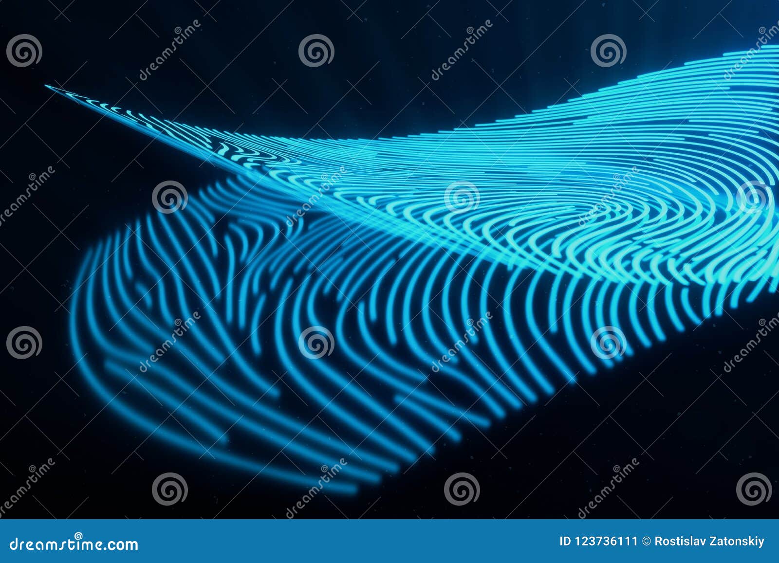 3D Illustration Fingerprint Scan Provides Security Access with ...