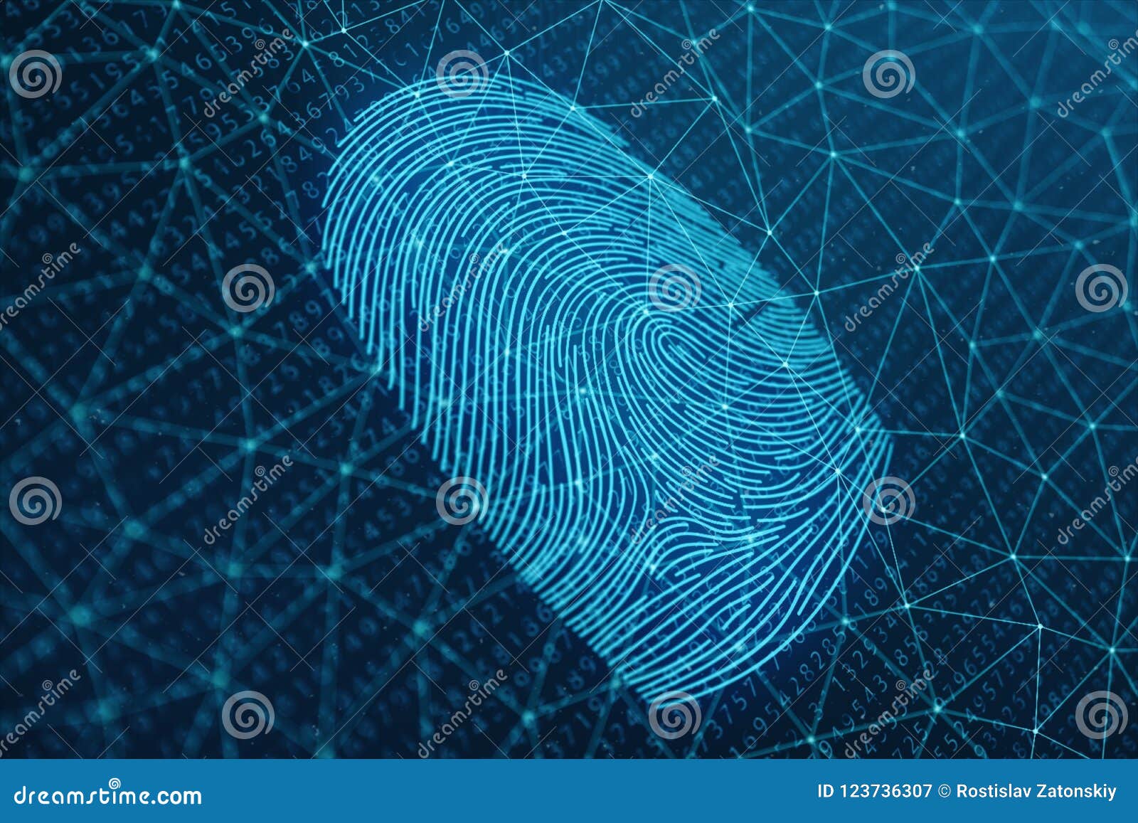 3D Illustration Fingerprint Scan Provides Security Access with ...