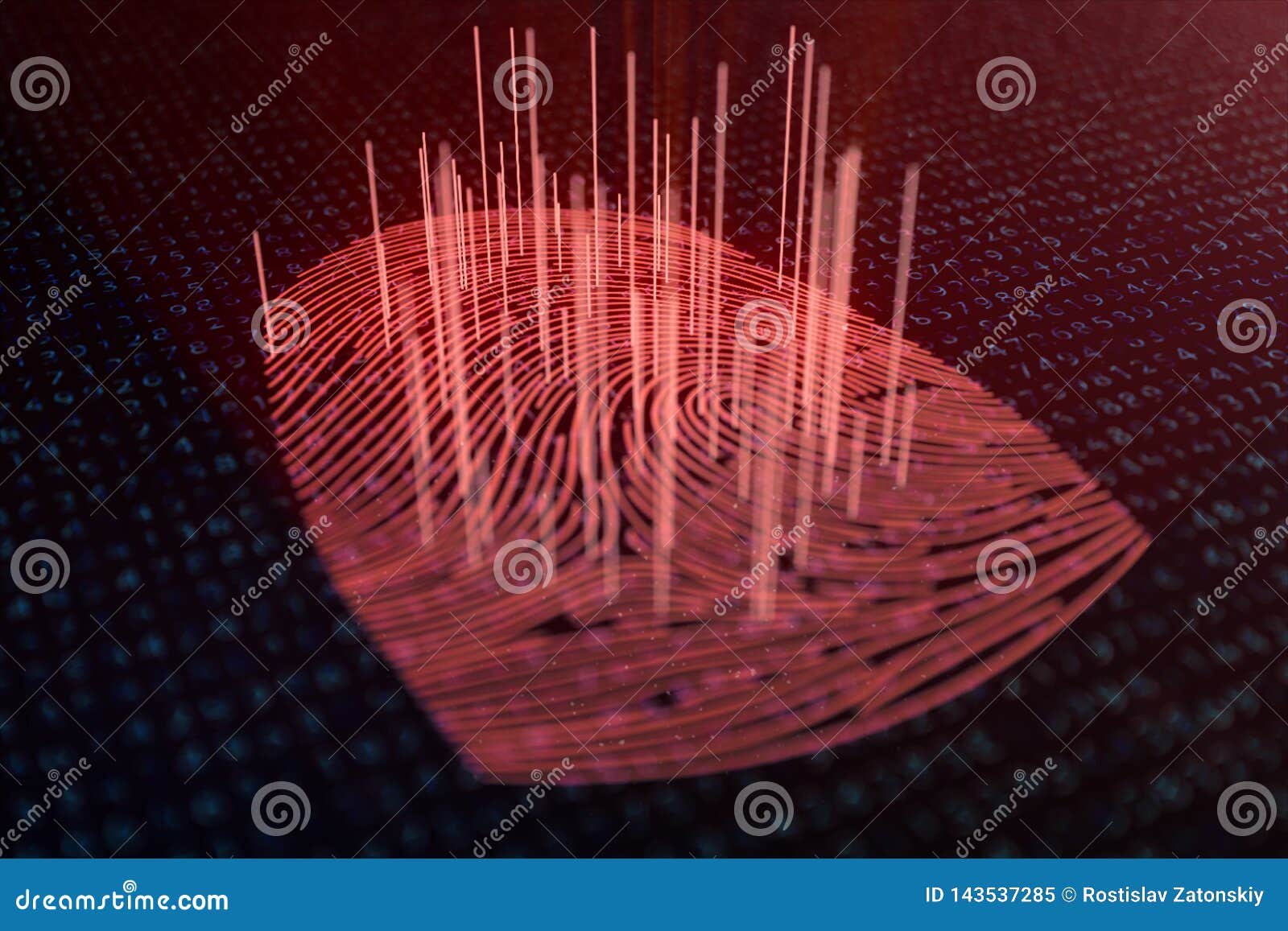 3D Illustration Fingerprint Scan Provides Security Access with ...