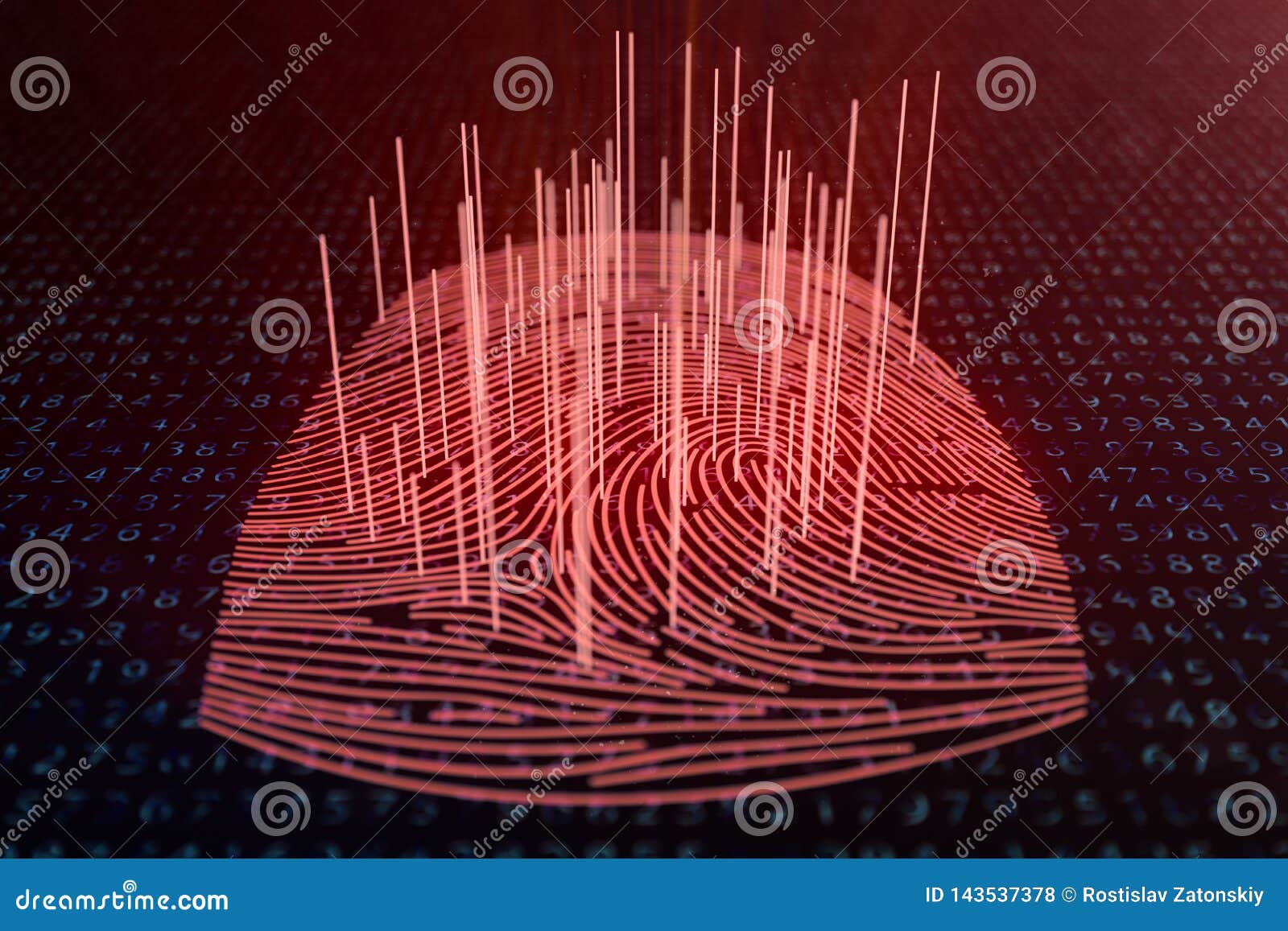 3D Illustration Fingerprint Scan Provides Security Access with ...