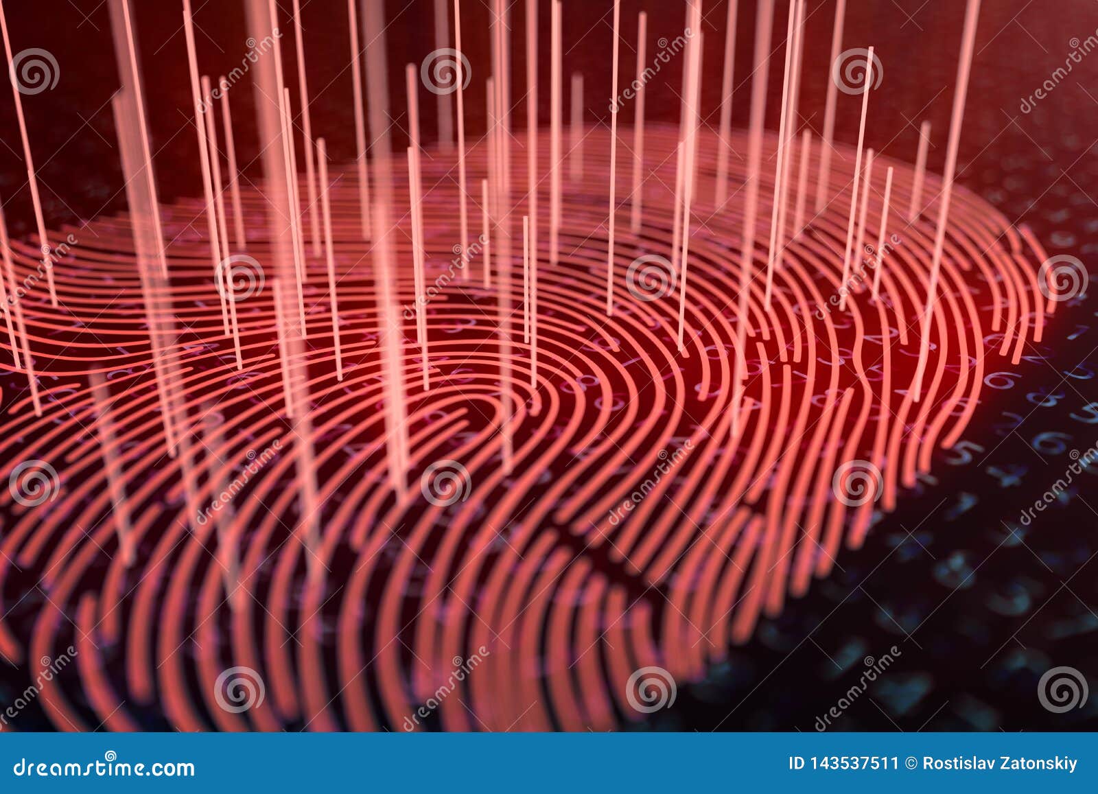 3D Illustration Fingerprint Scan Provides Security Access with ...