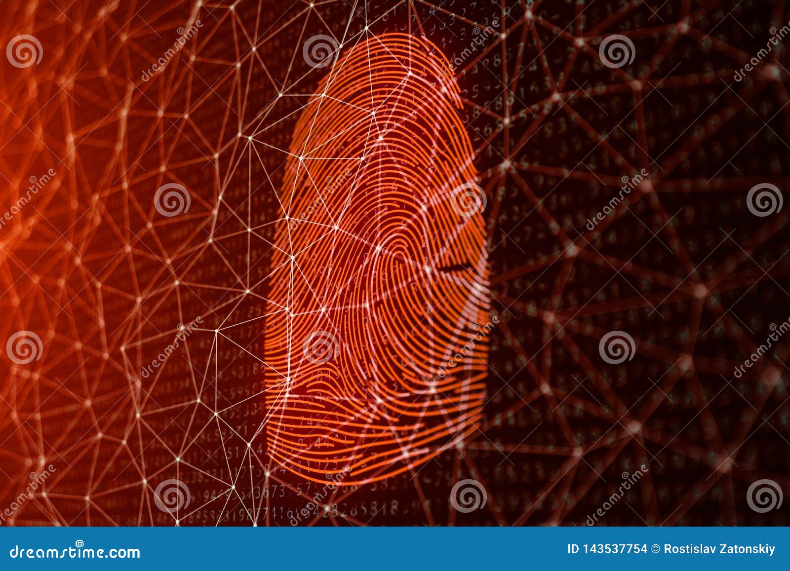 3D Illustration Fingerprint Scan Provides Security Access with ...