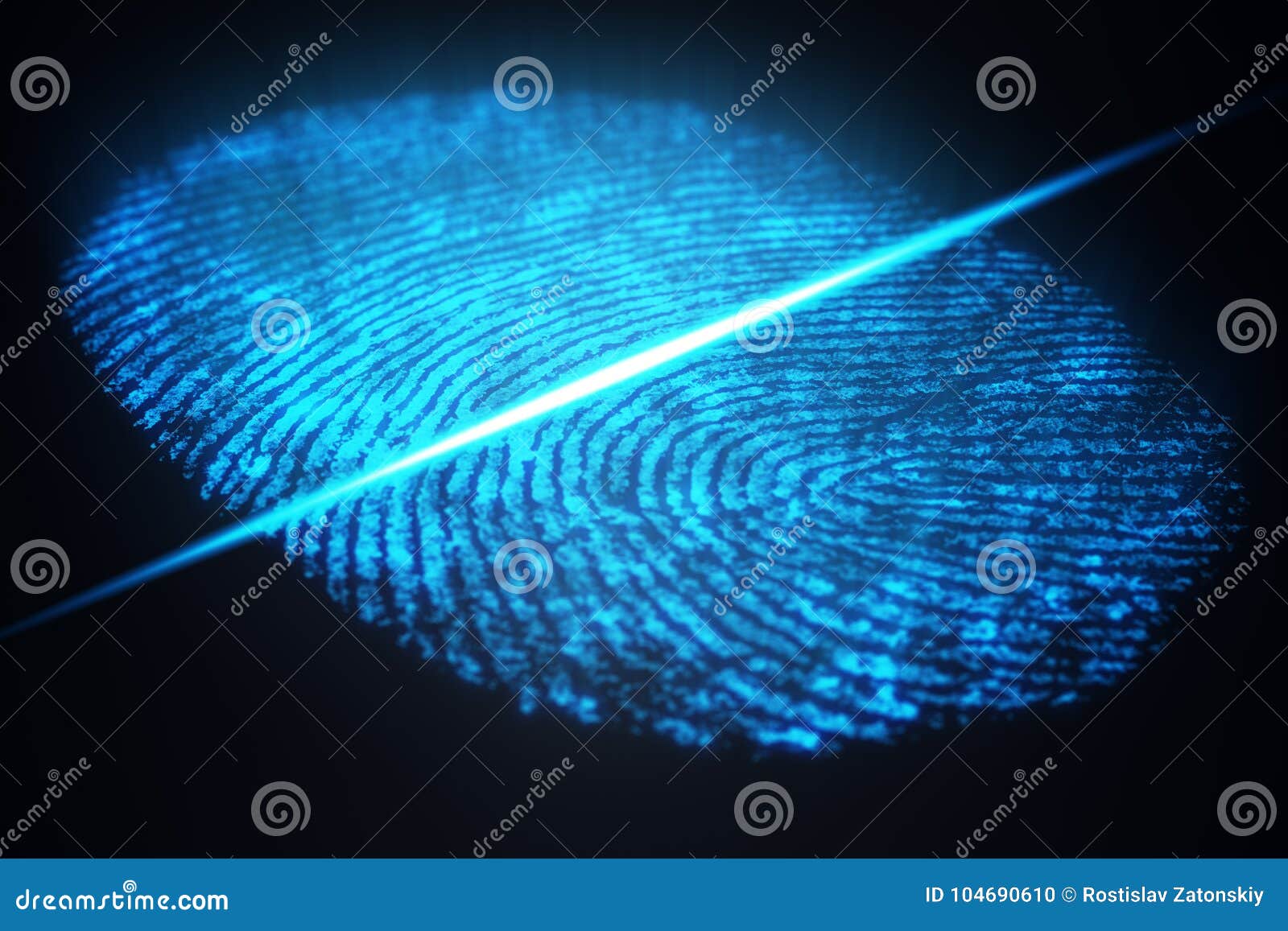 3D Illustration Fingerprint Scan Provides Security Access with ...