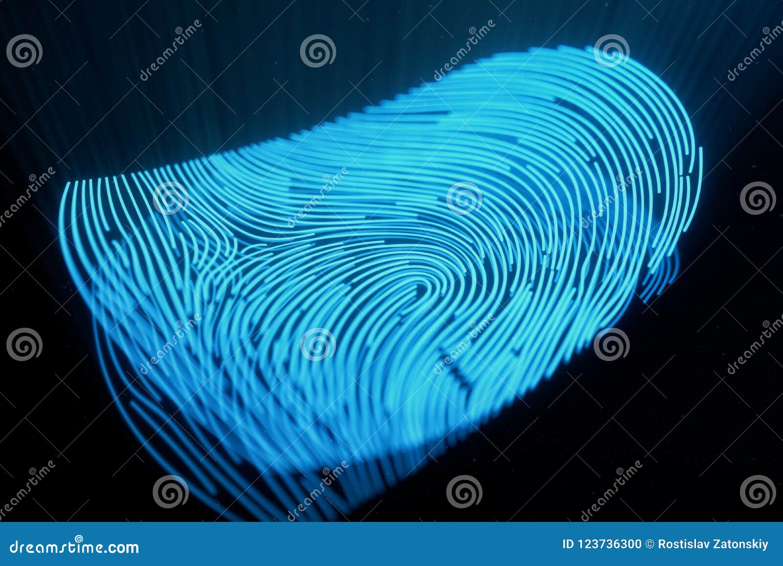 3D Illustration Fingerprint Scan Provides Security Access with ...
