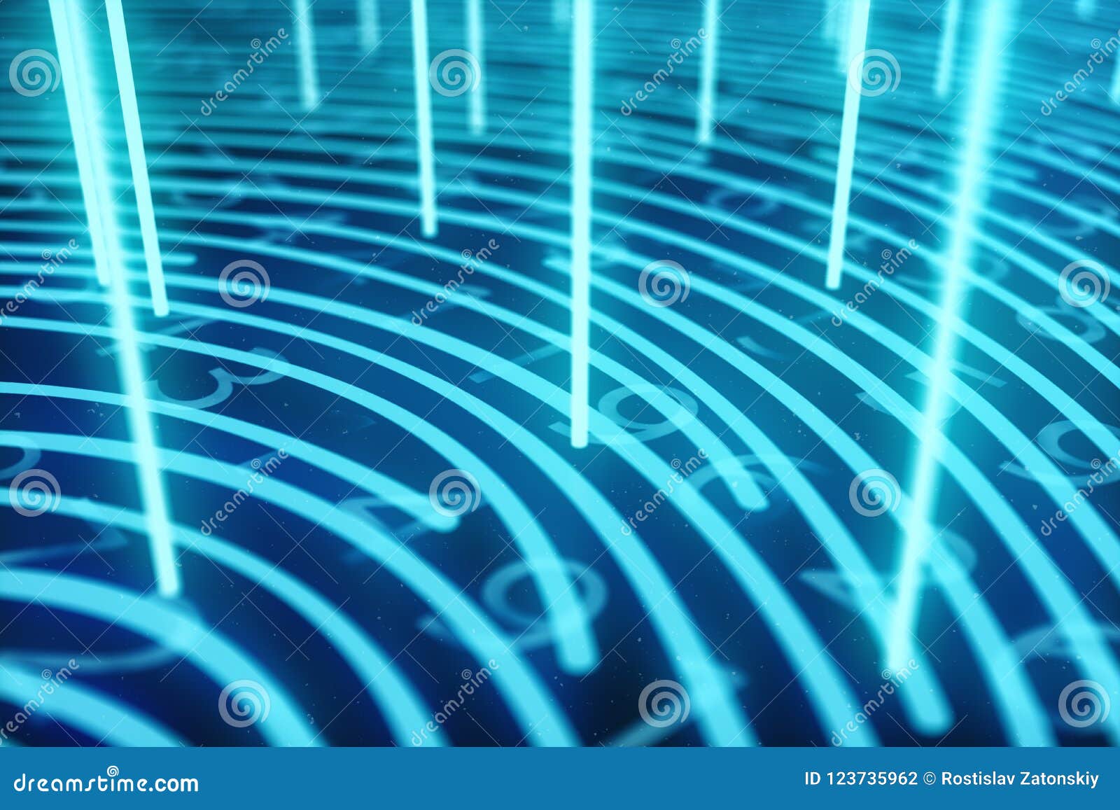 3D Illustration Fingerprint Scan Provides Security Access with ...
