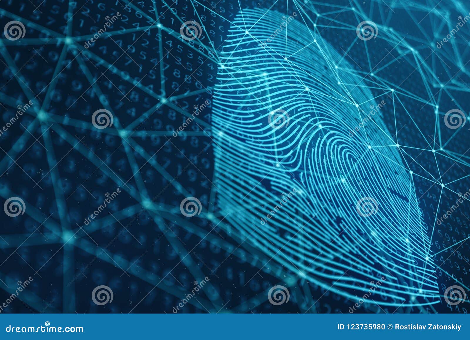 3D Illustration Fingerprint Scan Provides Security Access with ...