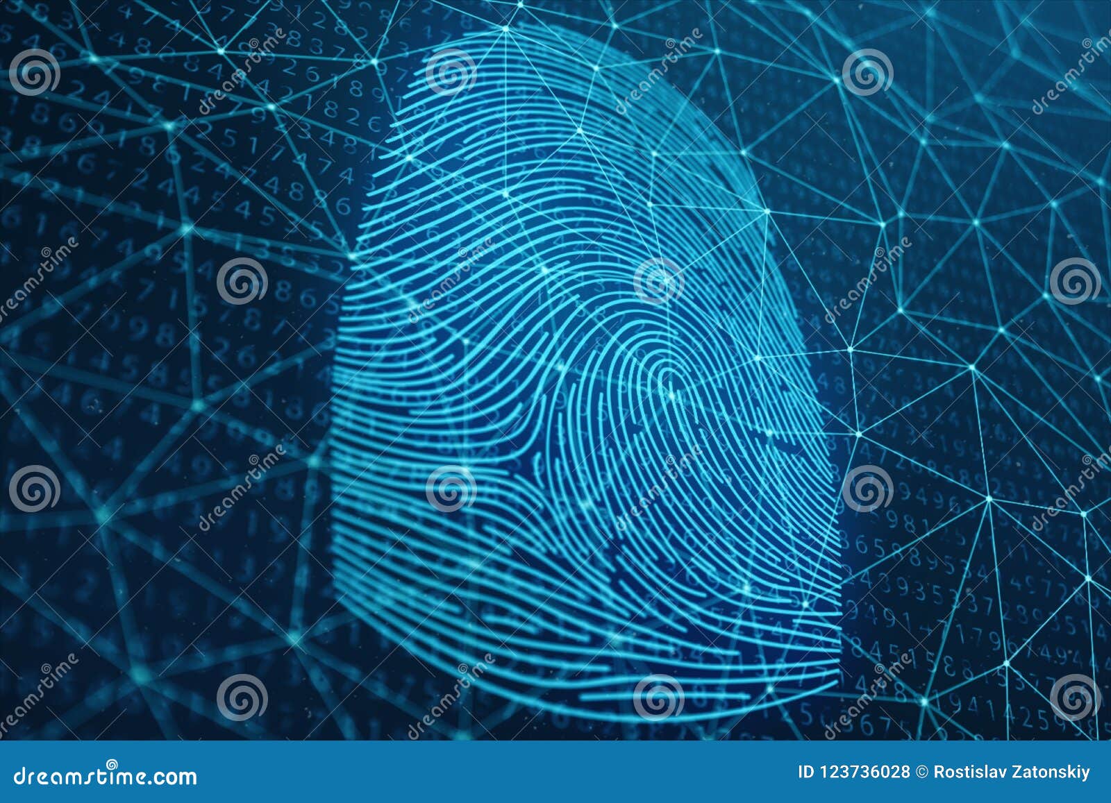 3D Illustration Fingerprint Scan Provides Security Access With ...