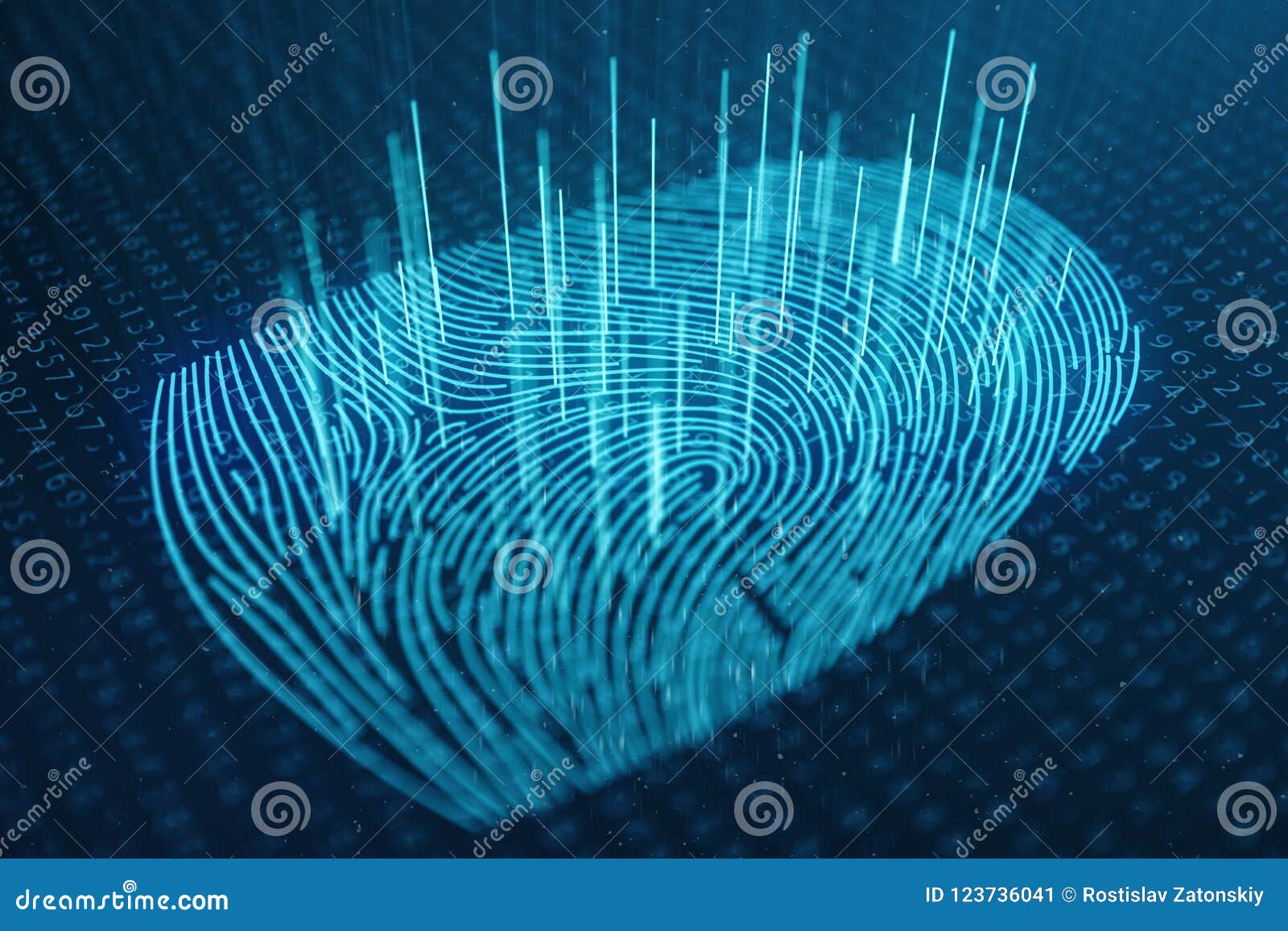 3D Illustration Fingerprint Scan Provides Security Access with ...