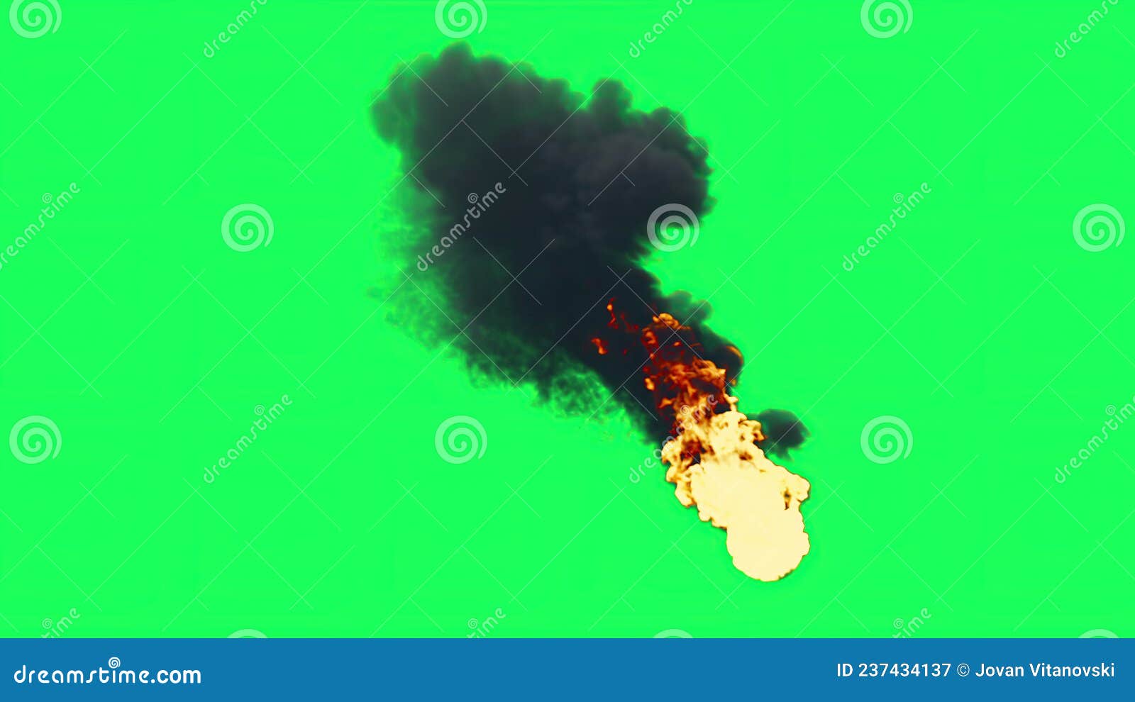Fire Ball Explosion on Green Screen Stock Illustration - Illustration ...
