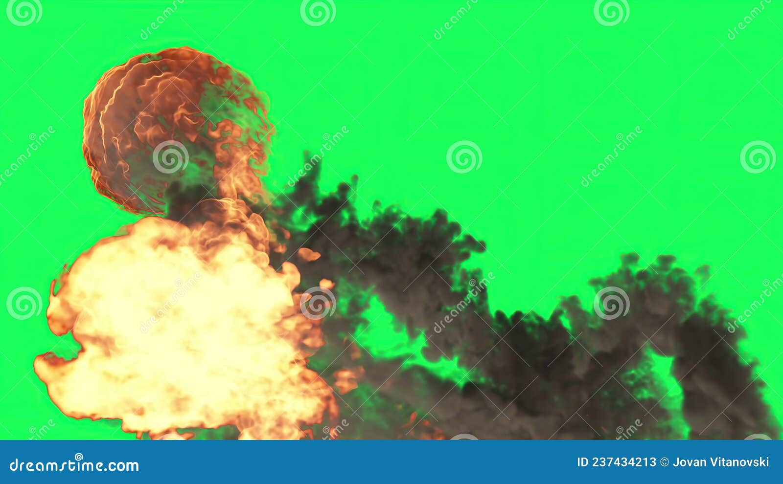 Fire Ball Explosion on Green Screen Stock Illustration - Illustration ...