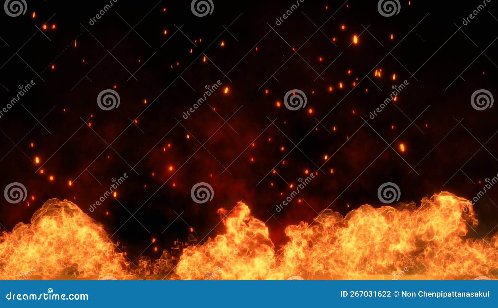 3D Illustration. Fire and Burning Embers Glowing. Fire Glowing ...