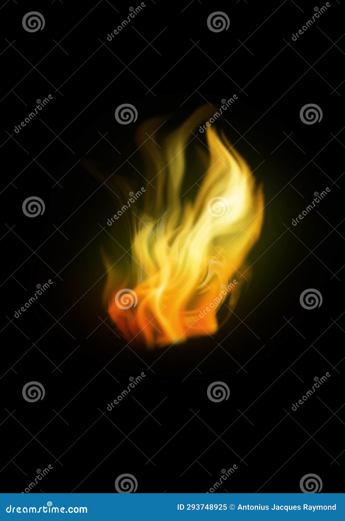 3d Illustration of Fire Flame Effect Isolated on Black Background Stock ...