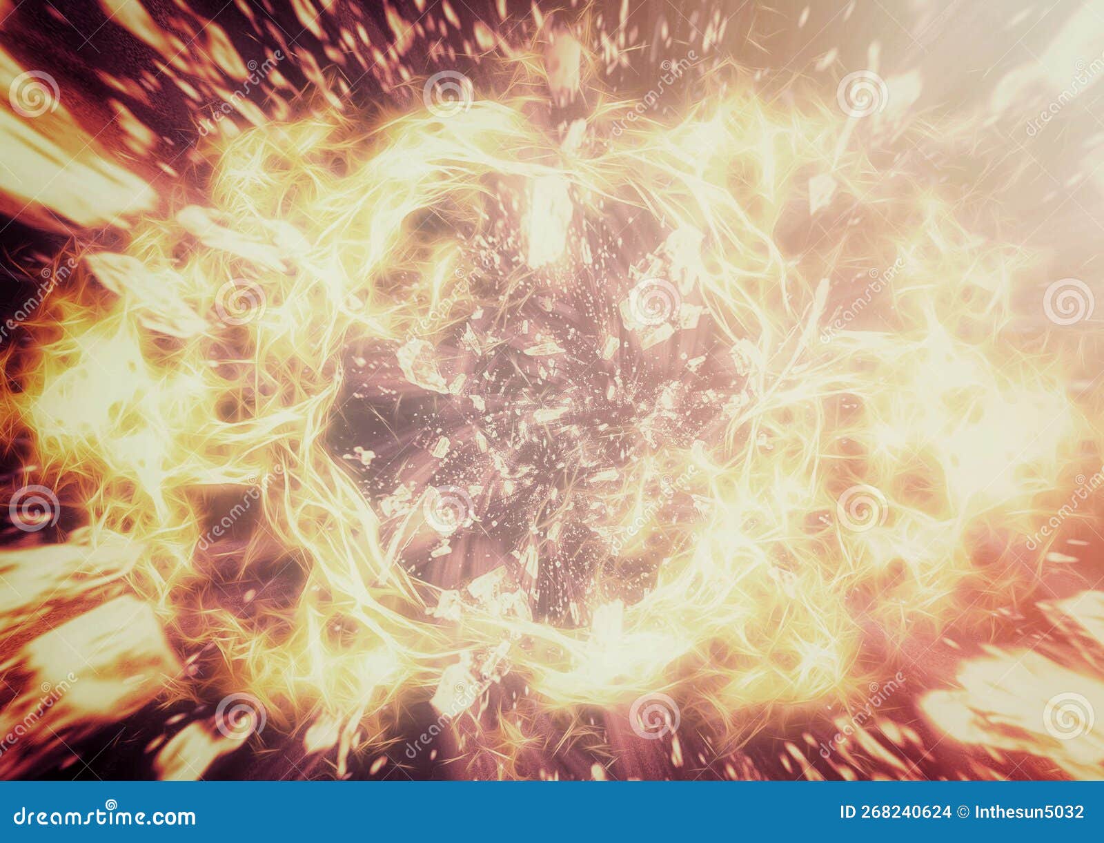 3d Illustration of a Ring of Flames Exploding and Scattering Debris ...