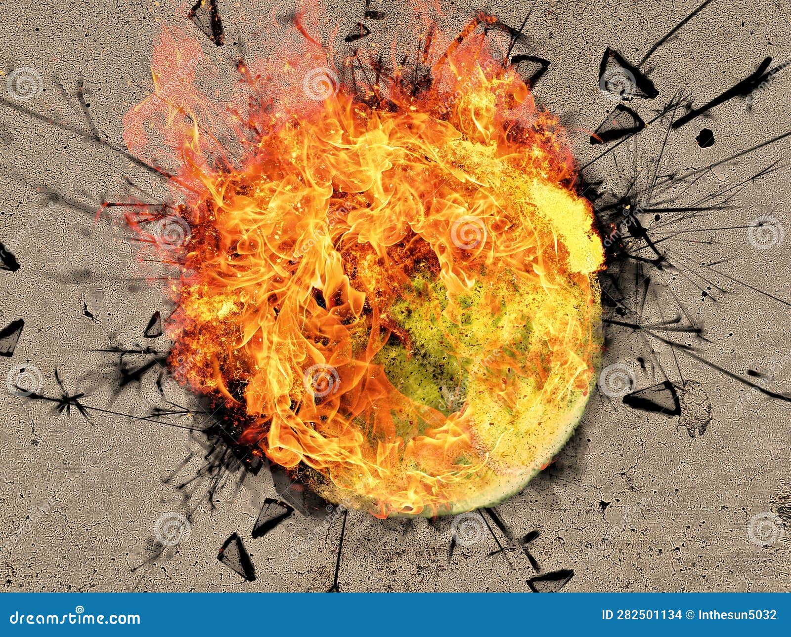 3d Illustration of Exploding Fireball Stock Illustration - Illustration ...