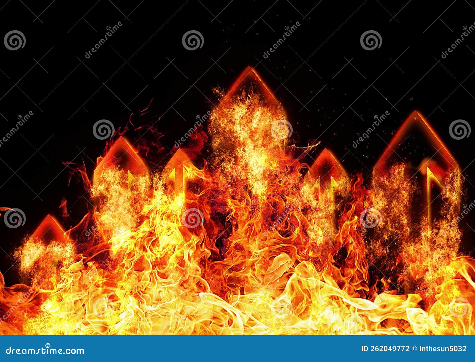 3d Illustration of Fired Flaming Arrows Stock Illustration ...