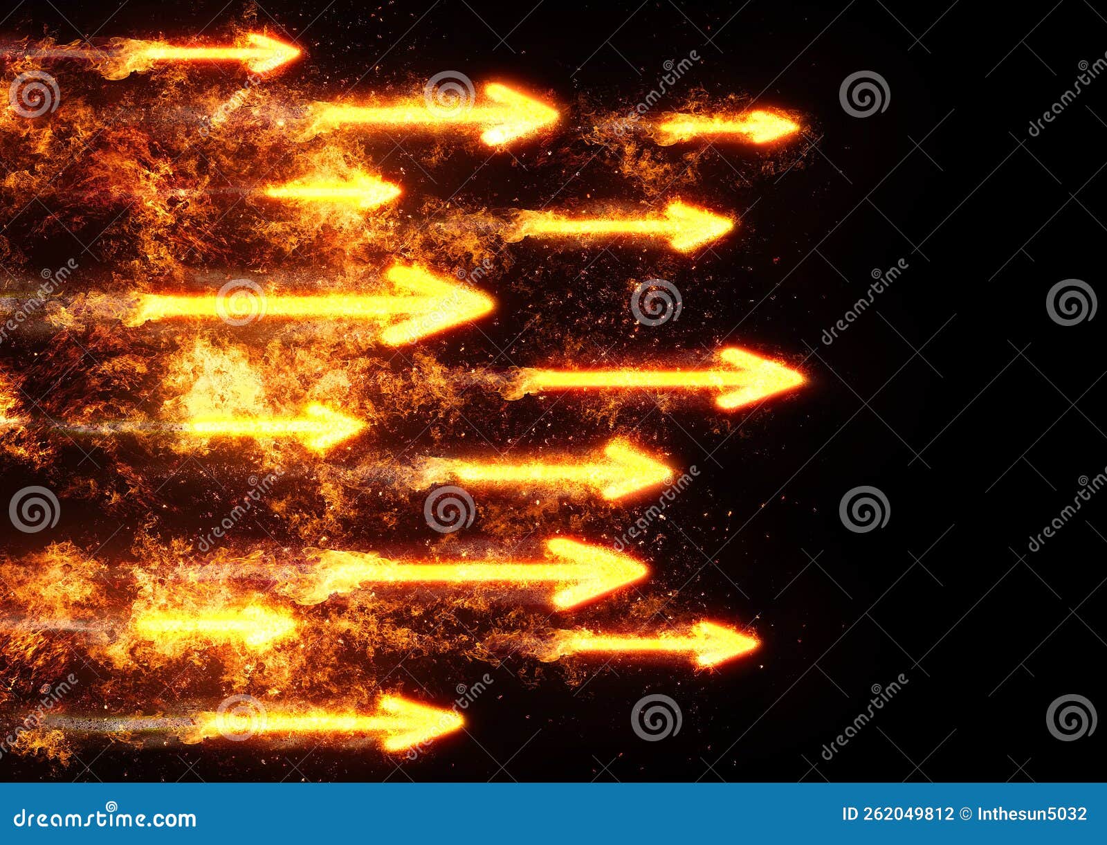 3d Illustration of Fired Flaming Arrows Stock Illustration ...