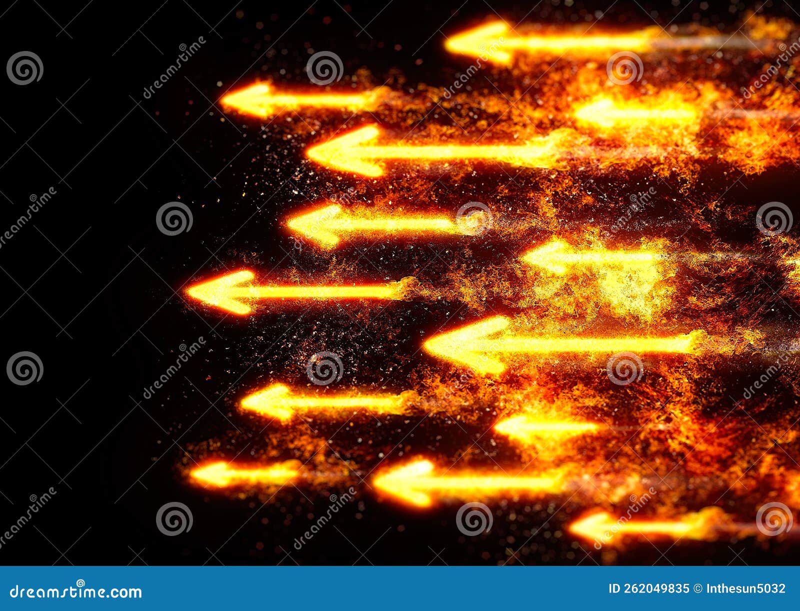 3d Illustration of Fired Flaming Arrows Stock Illustration ...