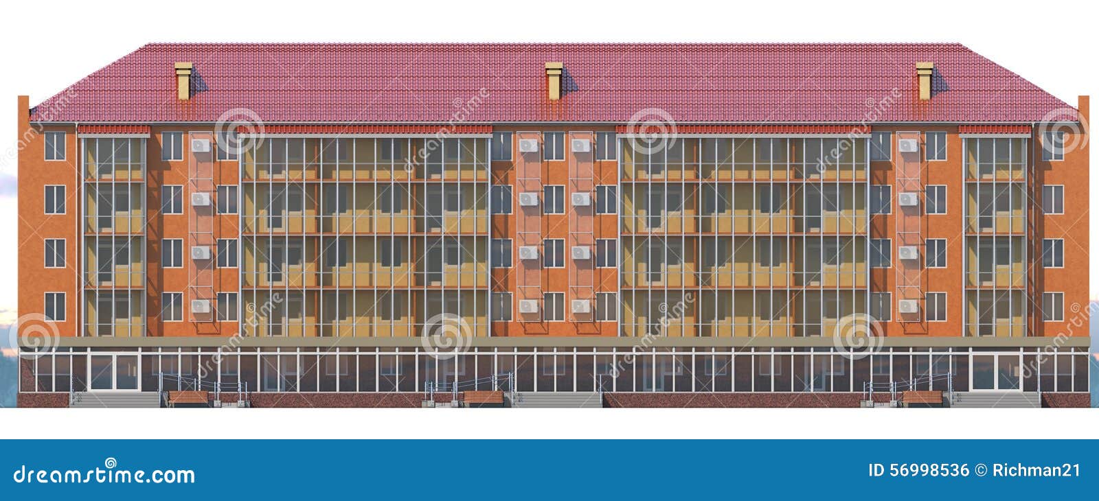 3D Illustration of a Five-floor House Stock Illustration - Illustration ...