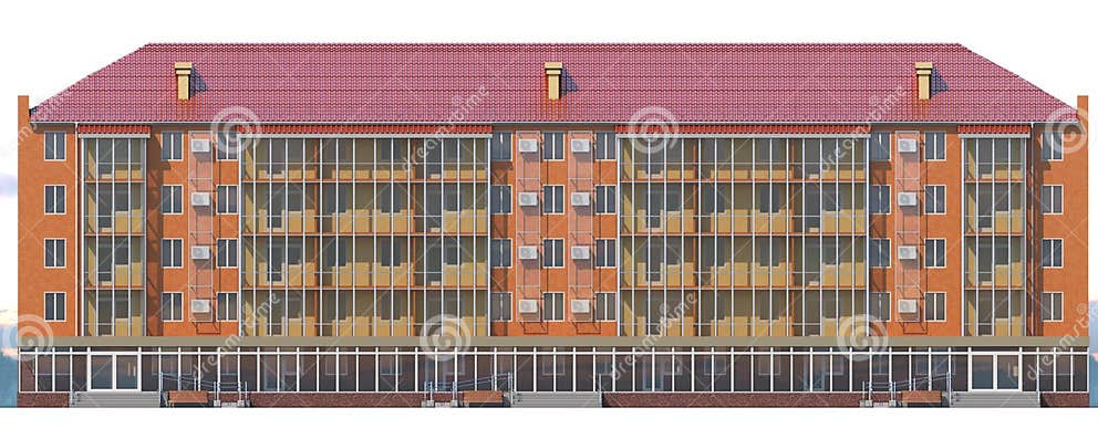3D Illustration of a Five-floor House Stock Illustration - Illustration ...