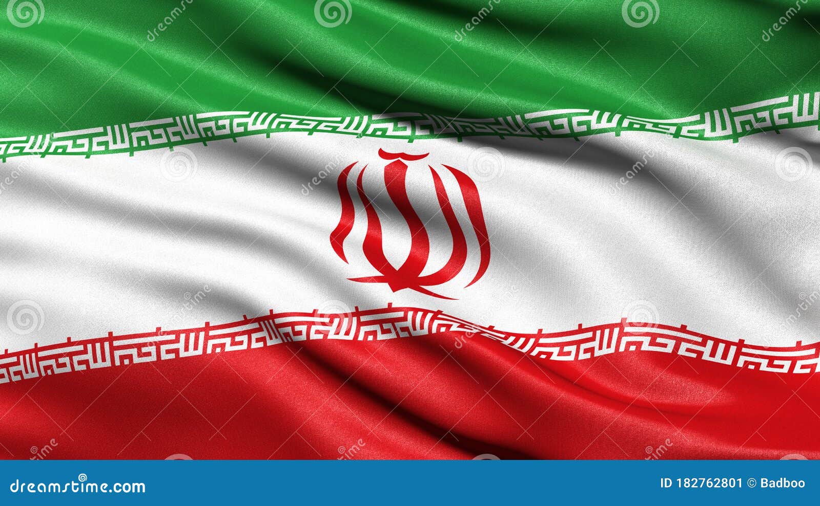 3D Illustration of the Flag of Iran Waving in the Wind Stock ...