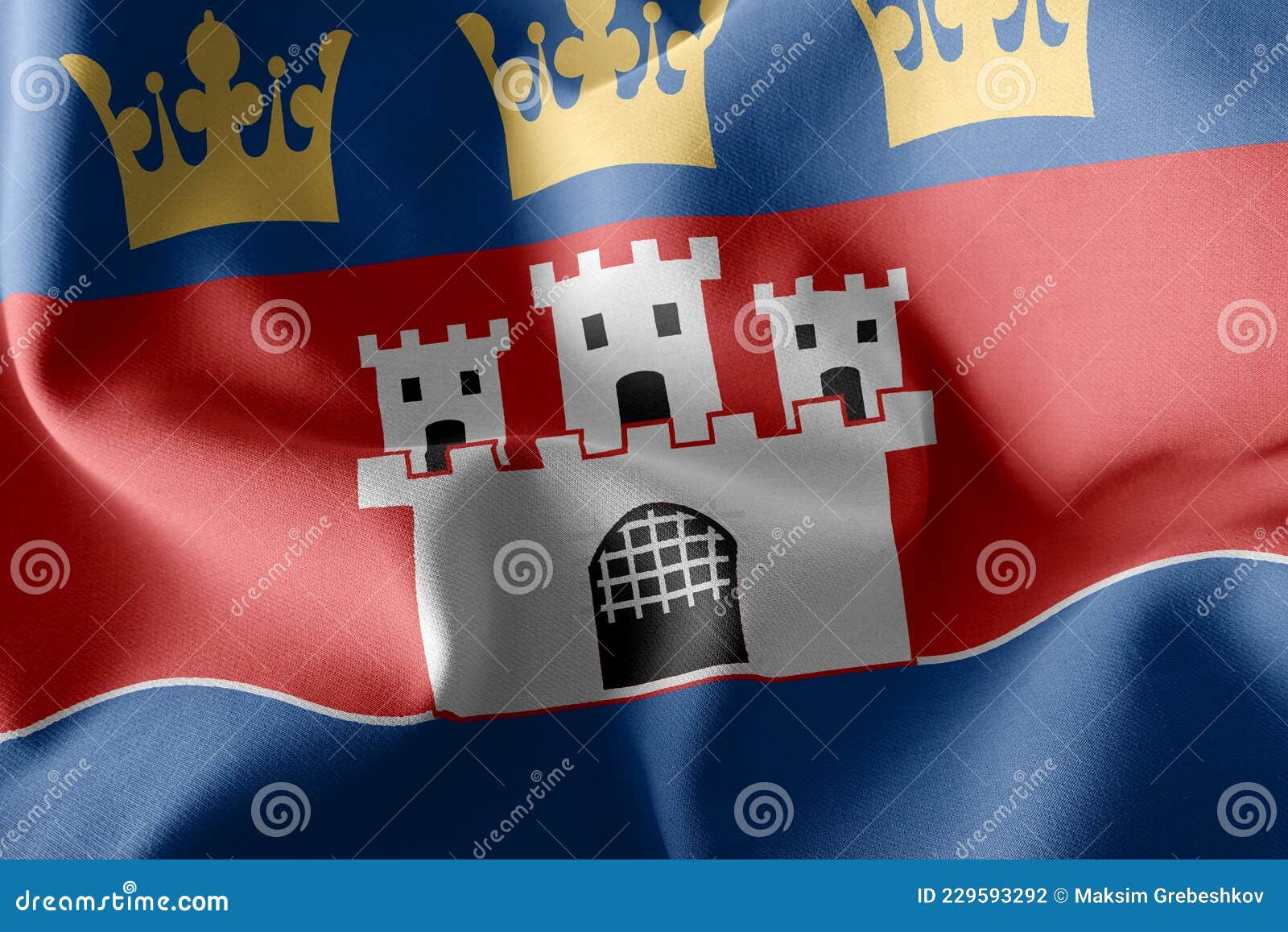 3D Illustration Flag of Jonkoping is a Region of Sweden Stock ...