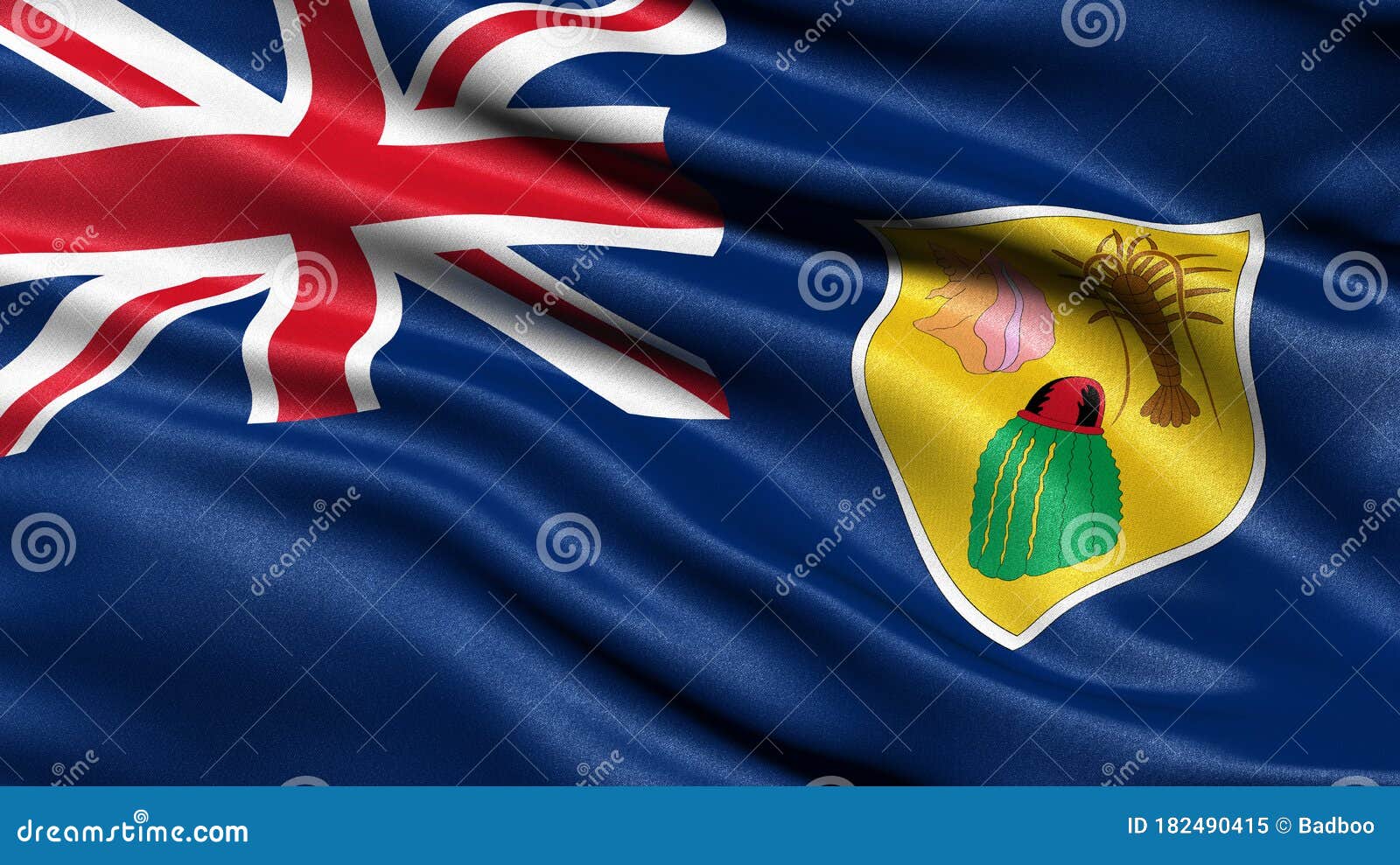3D Illustration of the Flag of Turks and Caicos Islands Waving in the ...